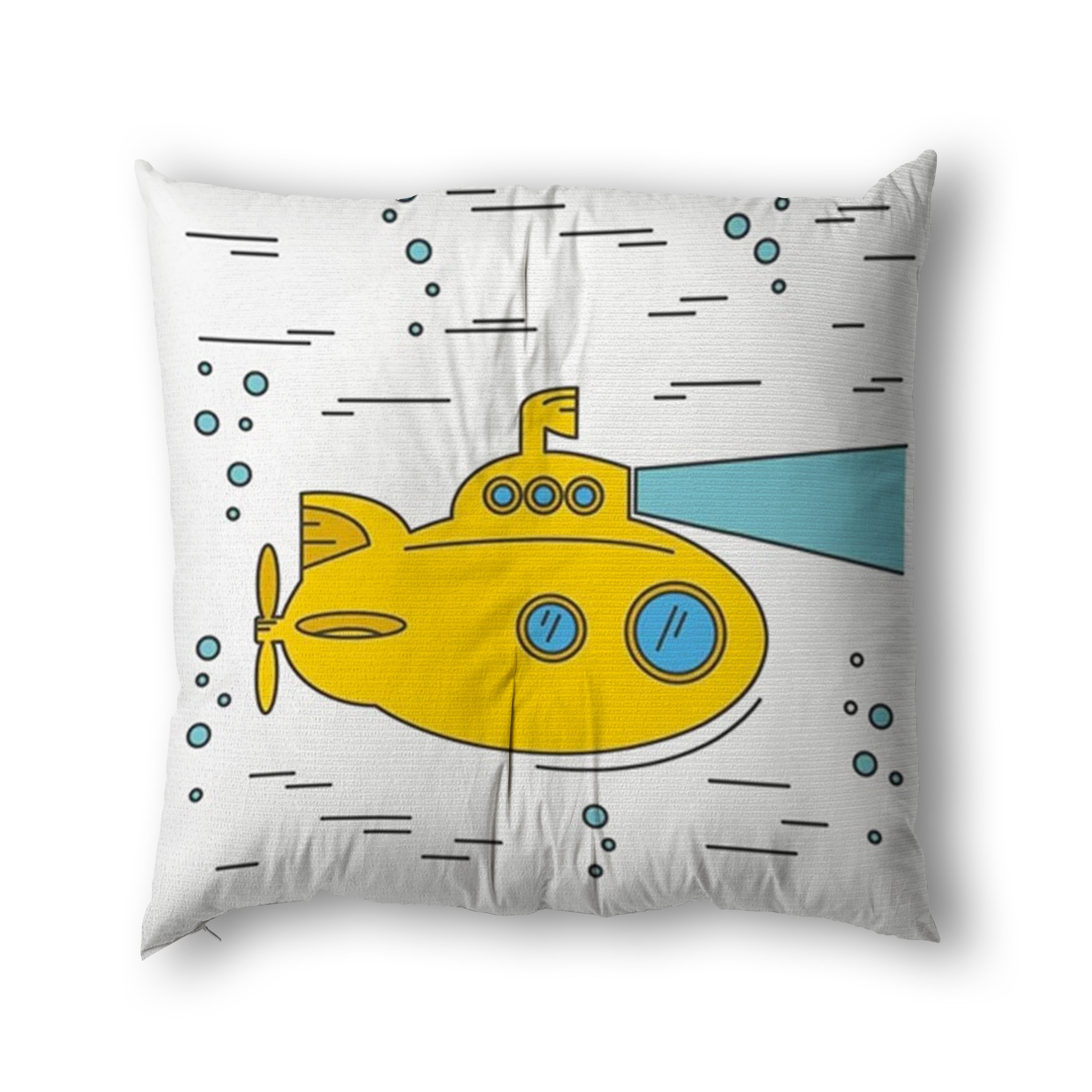 Cartoon Submarine,12x12in Throw Pillow Case Decorative,Ocean Underwater ...