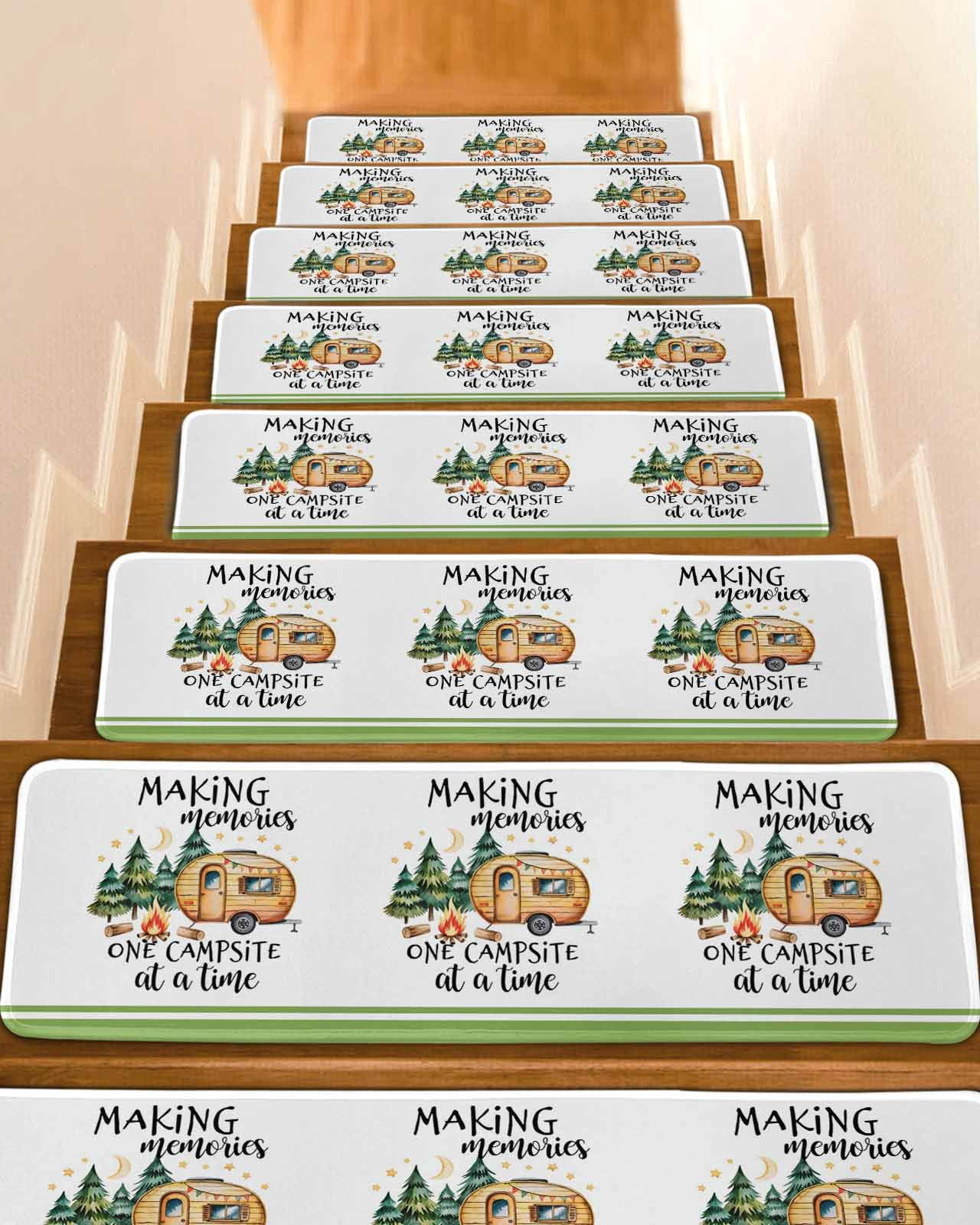 Cartoon Summer Stair Treads for Wooden Steps Indoor Runner Rug Carpet ...