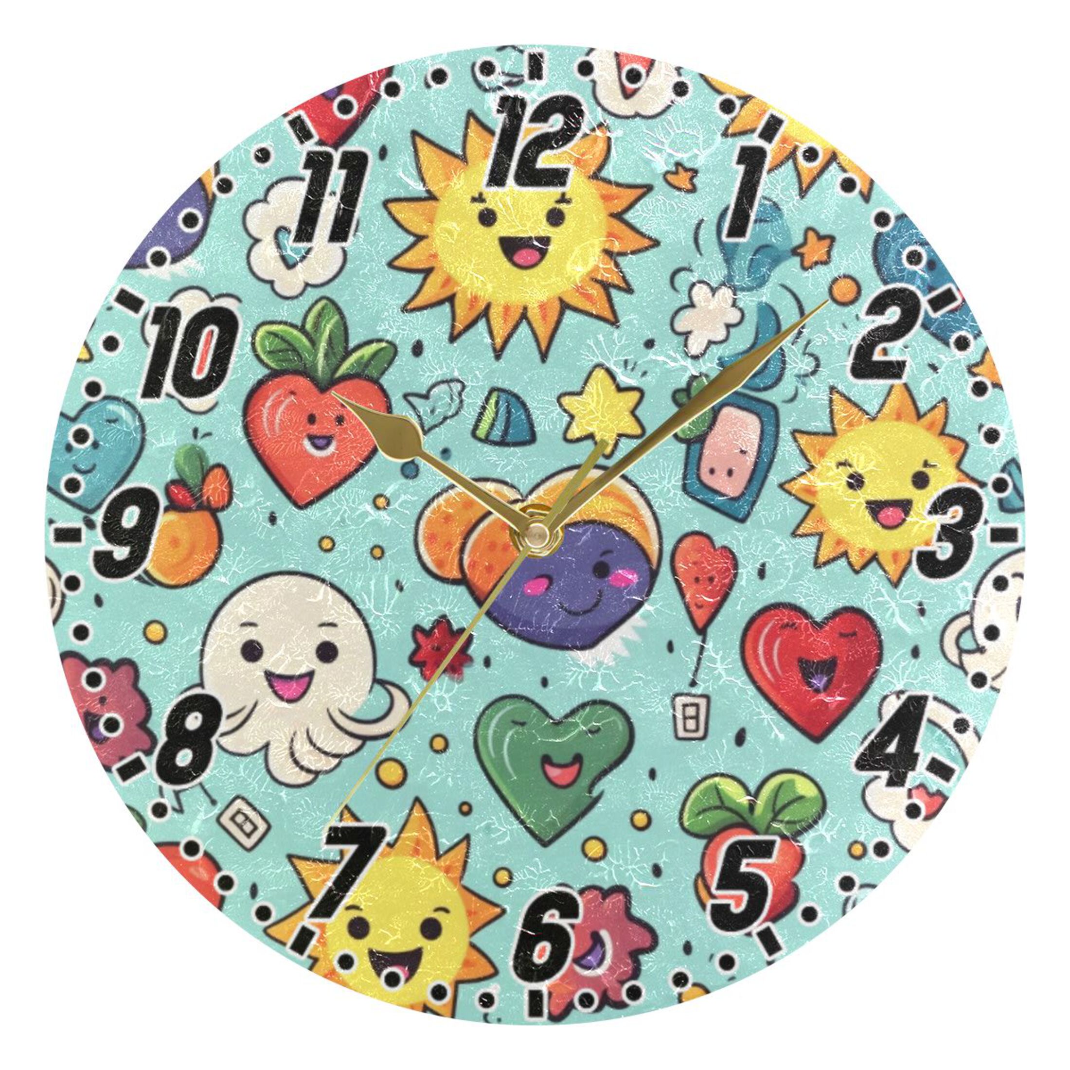 Cartoon Sun Cloud Heart Wall Clock 9.8 inch Battery Operated Clocks Non ...