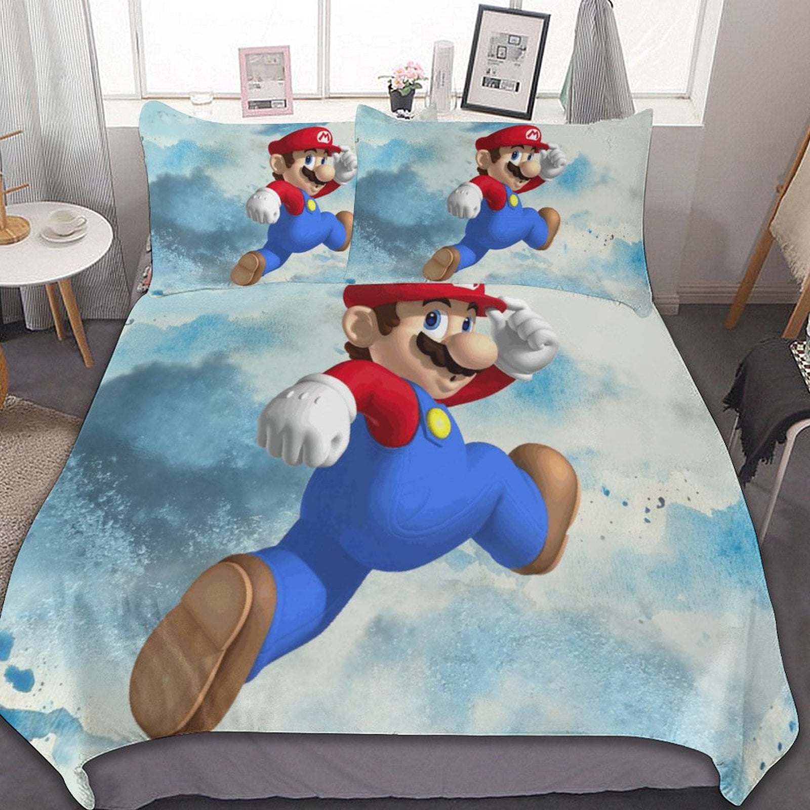 Cartoon Super Mario 3 Piece Bedding Sets Decor Comforter Sets With One ...