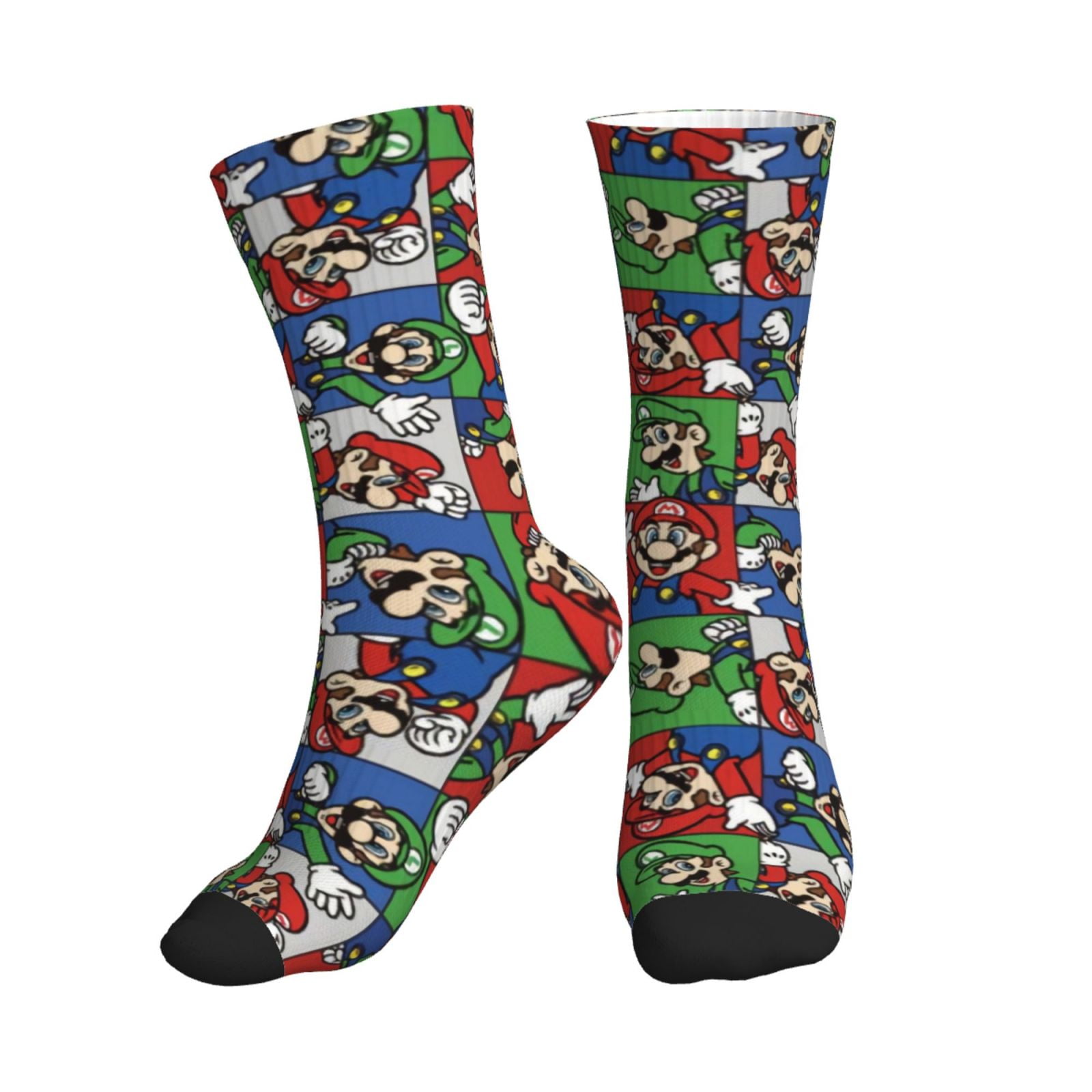 Cartoon Super Mario And Luigi3 Crew Socks, Funky Silky Comfort Socks ...