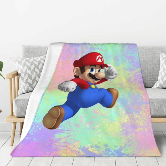 Cartoon Super Mario Blanket Cozy Ultra-Soft Micro Flannel Throw Blanket ...