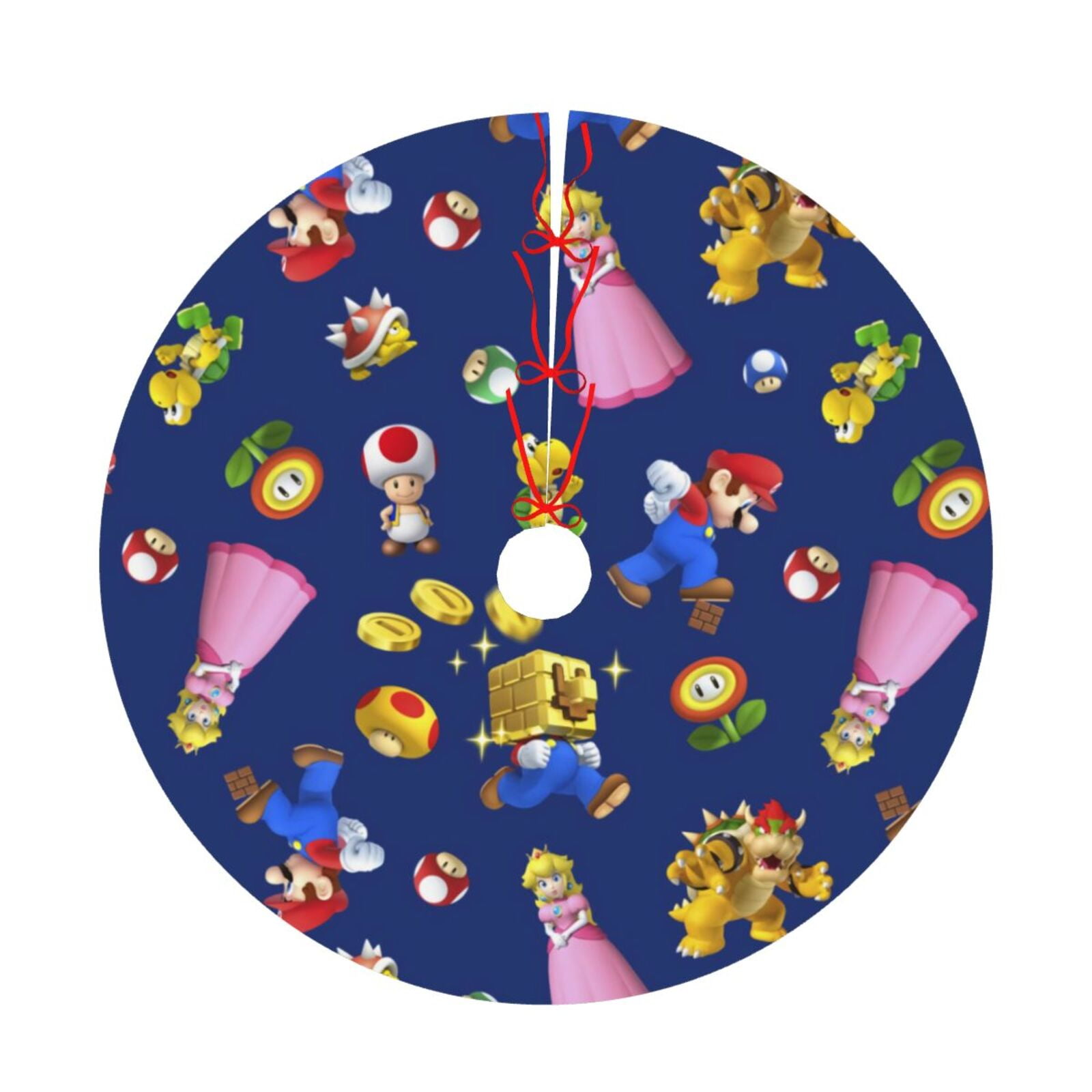 Cartoon Super-Mario Christmas Tree Skirt 30 Inch,Soft and Funny Merry ...