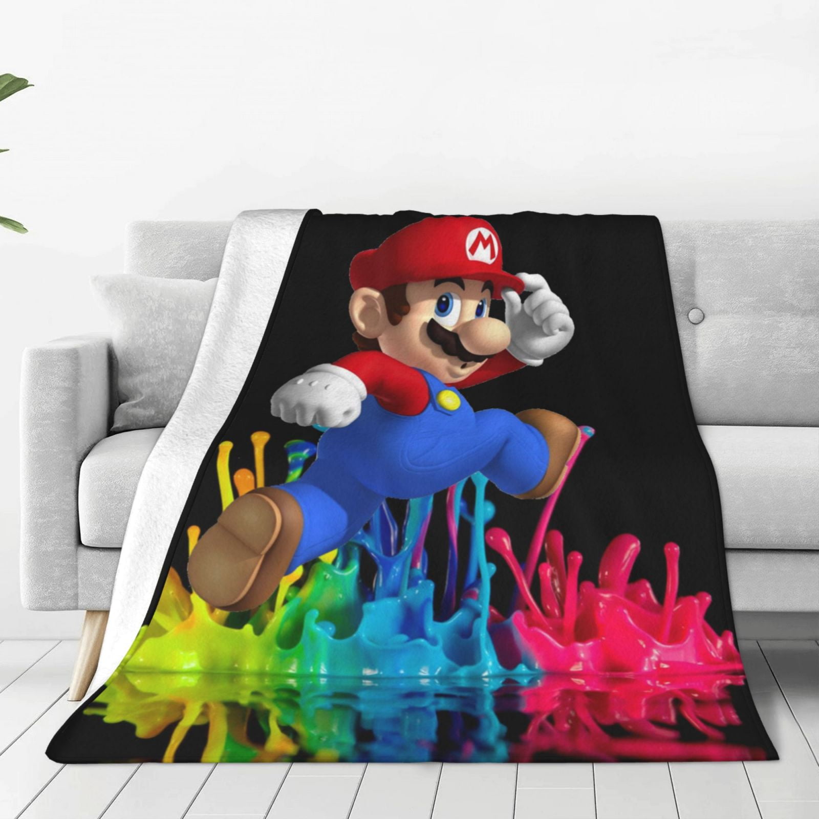 Cartoon Super Mario Flannel Blanket Cozy Ultra-Soft Micro Fleece Throw ...