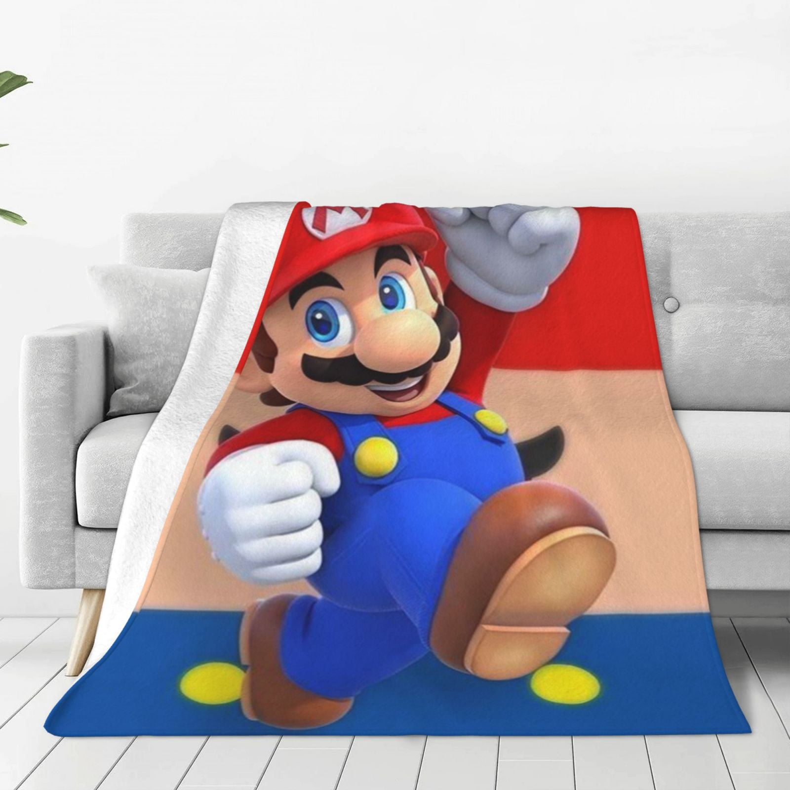Cartoon Super Mario Flannel Blanket Cozy Ultra-Soft Micro Fleece Throw ...