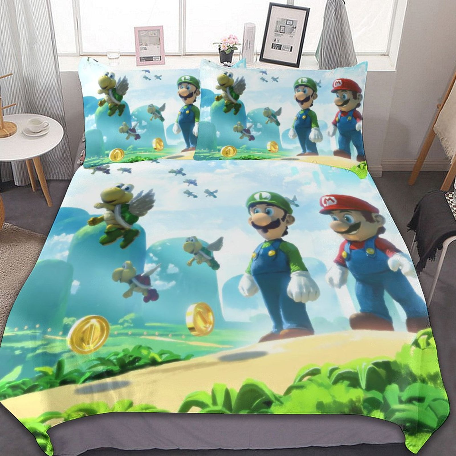 Cartoon Super Mario Luigi 3 Piece Bedding Sets Decor Comforter Sets ...