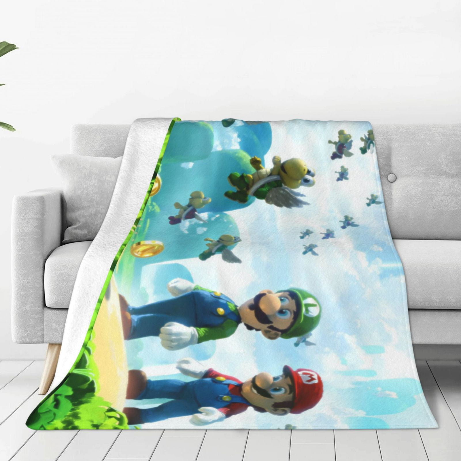 Cartoon Super Mario Luigi Flannel Blanket Cozy Ultra-Soft Micro Fleece ...