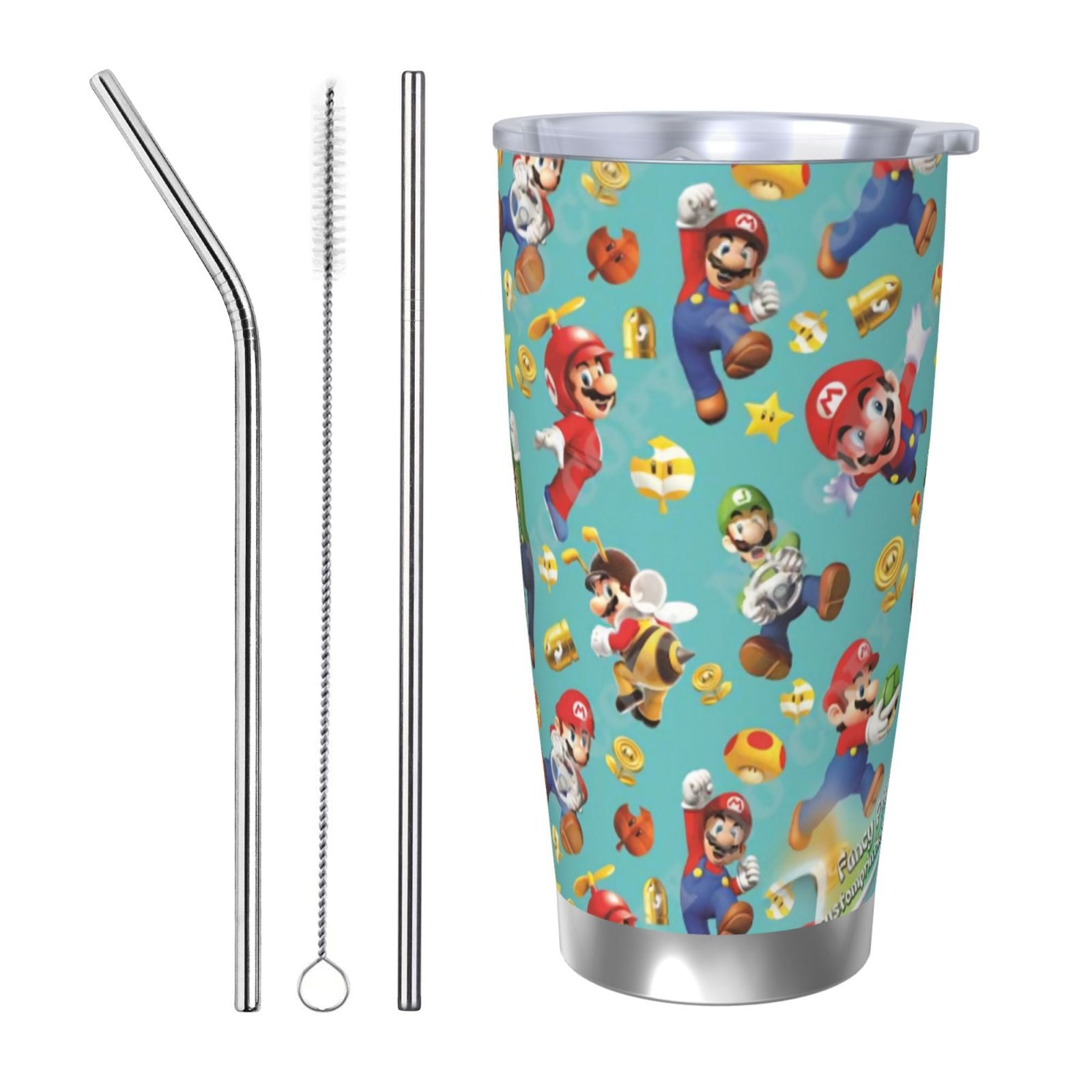 Cartoon Super Mario And Luigi Kids Water Bottle with Straw Lid,Insulated Stainless Steel ...