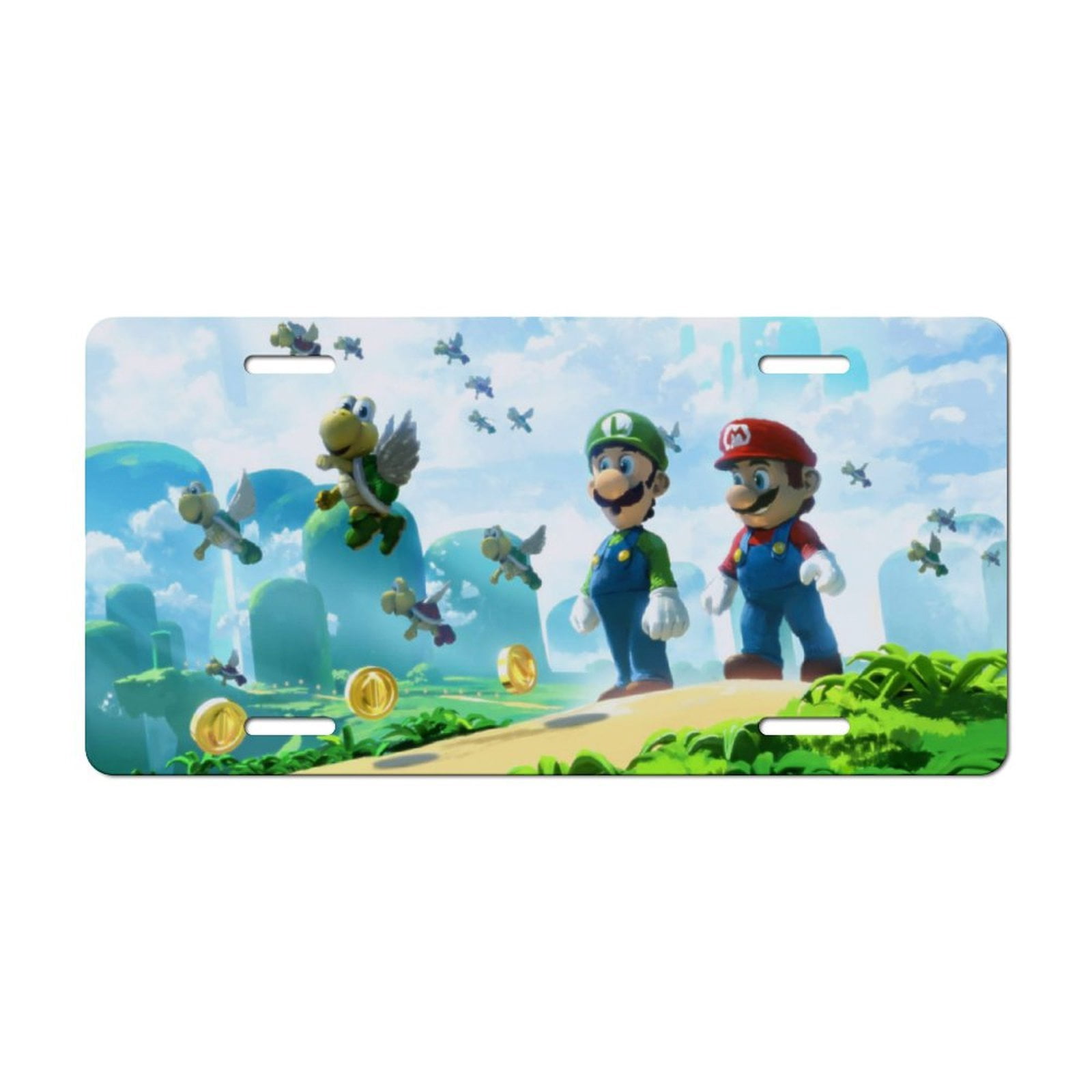 Cartoon Super Mario Luigi License Plate Cover Aluminum For Various Car ...