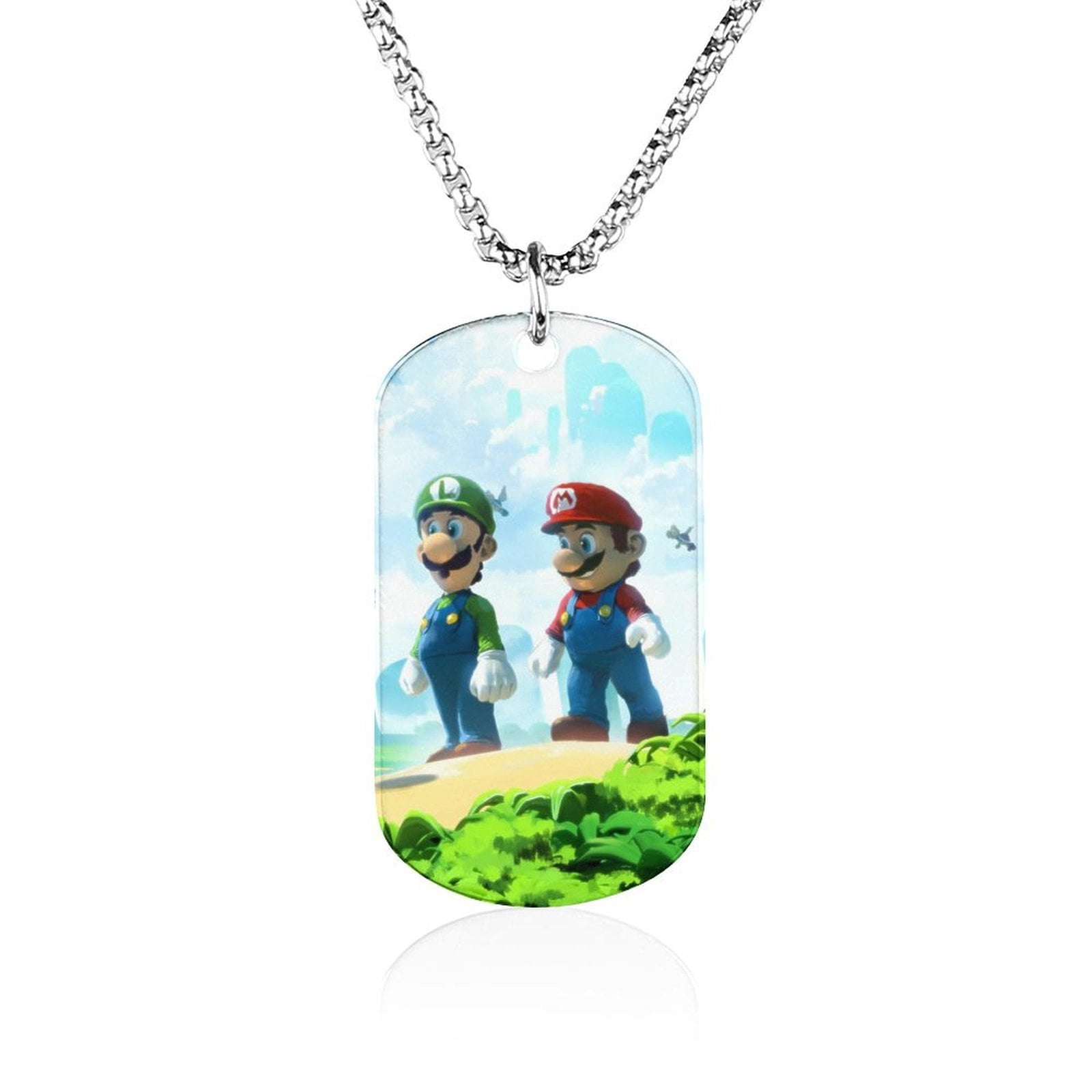 Cartoon Super Mario Luigi Titanium Steel Necklace Daily Unisex Pendant ...