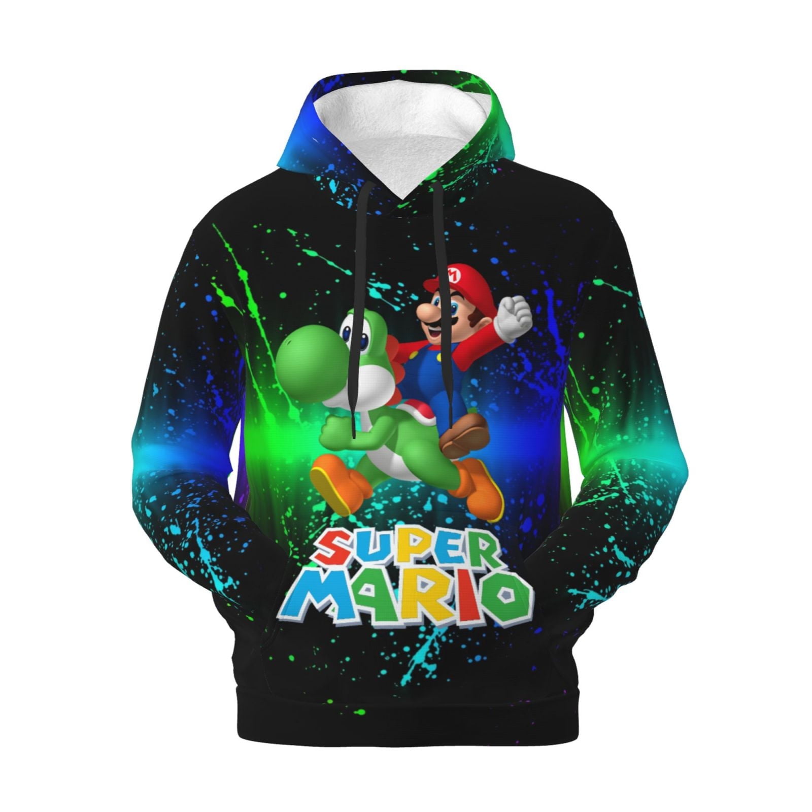 Cartoon Super Mario Men's Sweatshirt Hoodies Soft Plush Fleece Pullover ...