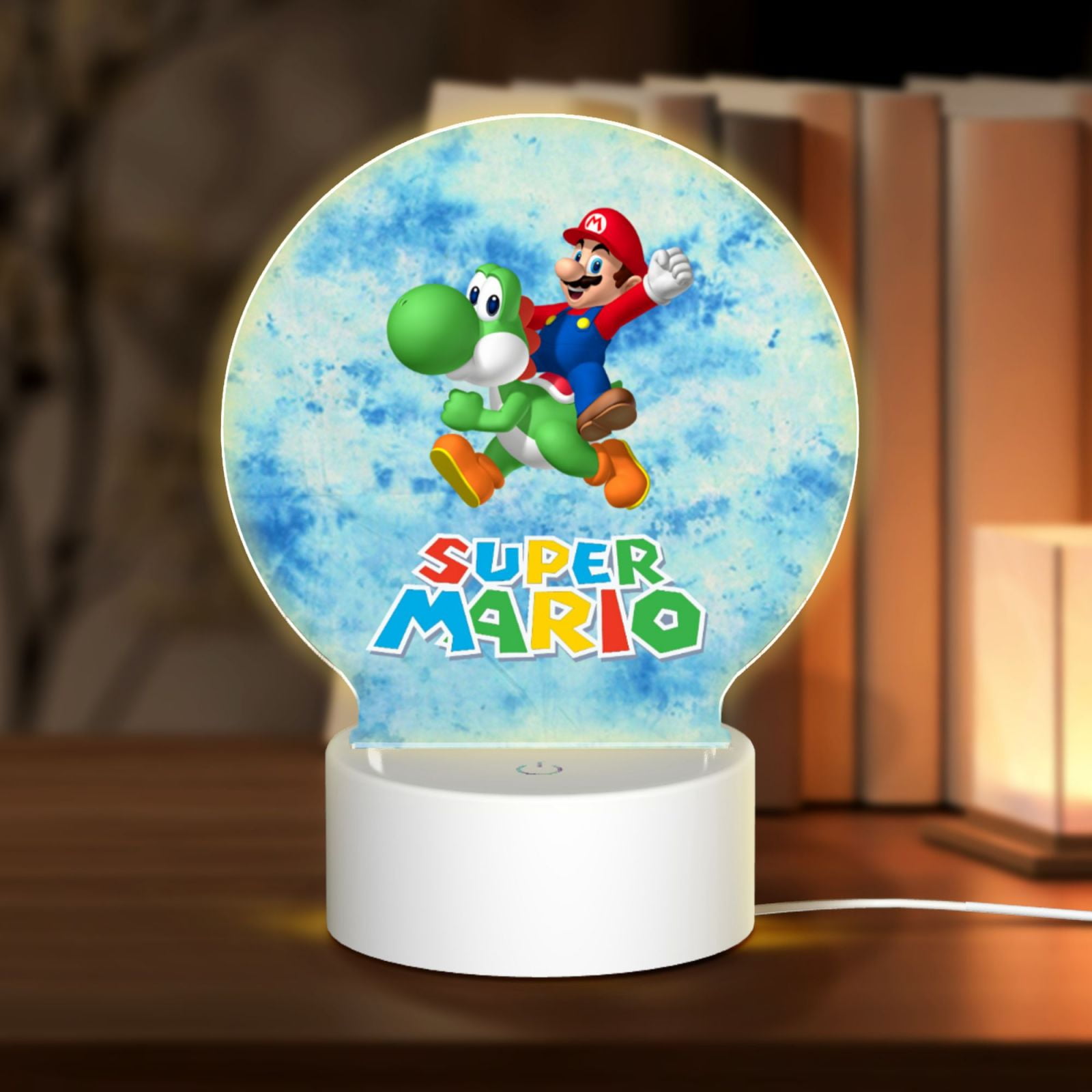 Cartoon Super Mario Round Acrylic Night Light Decoration USB Cable LED ...