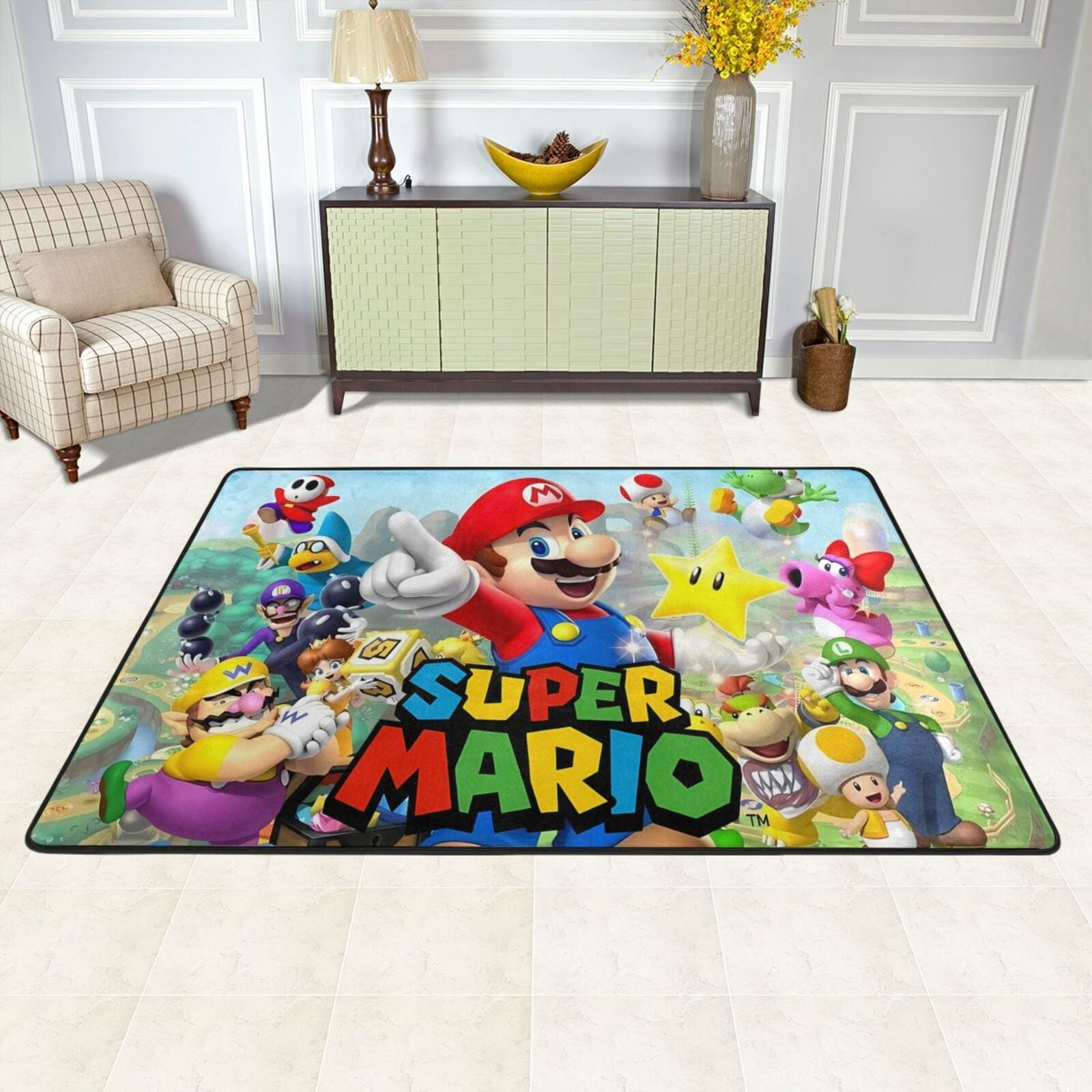 Cartoon Super Mario Rugs Washable Cover Floor Rug Carpets Bathroom ...