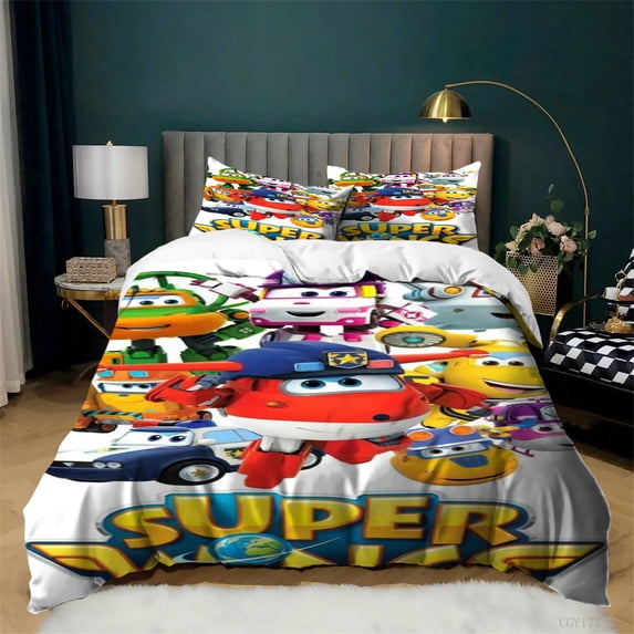 Cartoon Super Wings Duvet Cover Set 3pcs Lightweight Bedding Set All ...