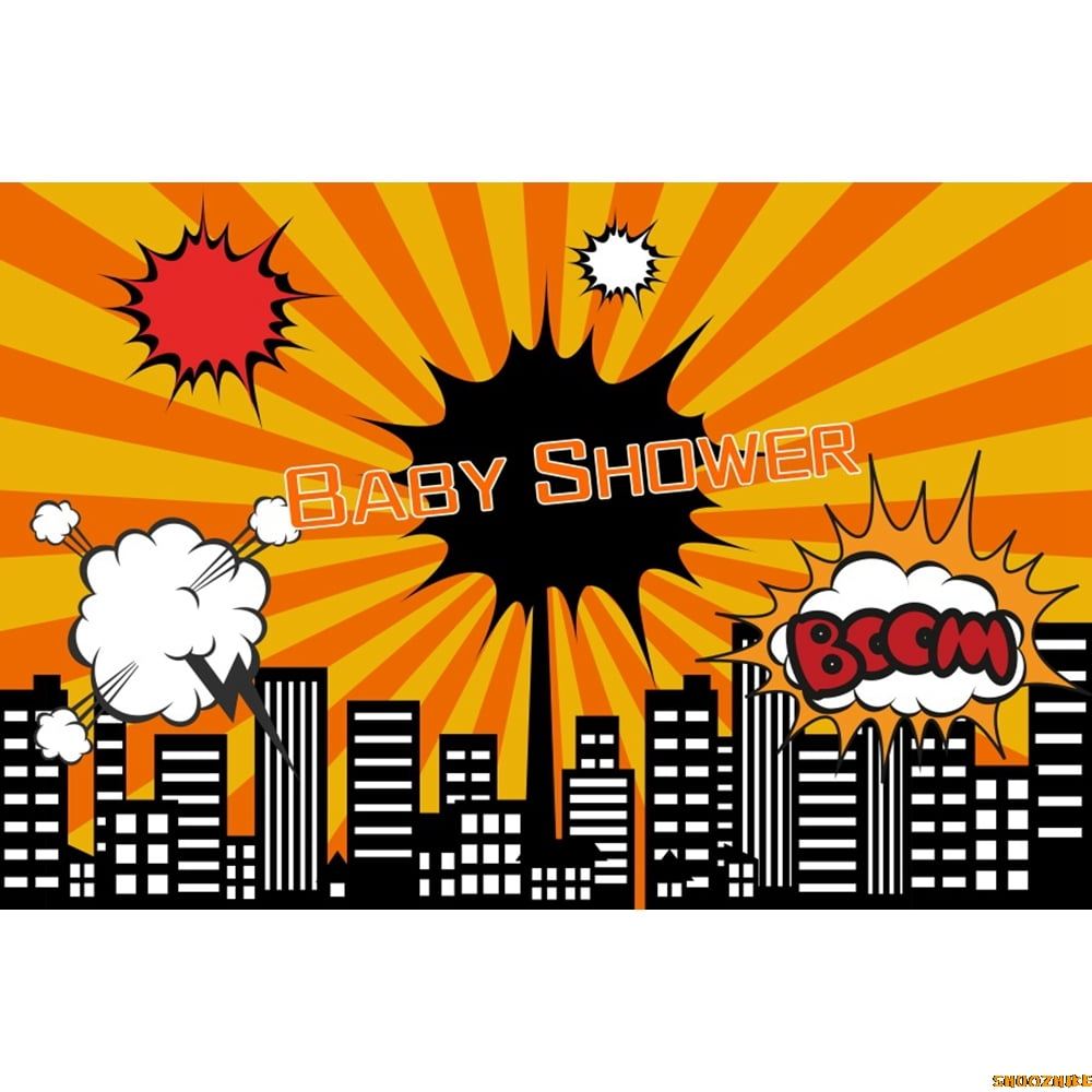 Cartoon Superhero City Building Super Hero Baby Birthday Party Backdrop ...