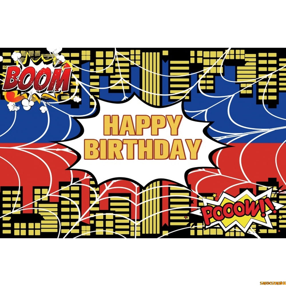 Cartoon Superhero City Building Super Hero Baby Birthday Party Backdrop ...