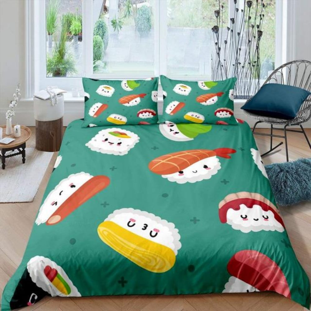 Cartoon Sushi Bedding Set Kawaii Japanese Food Bed Linen with ...