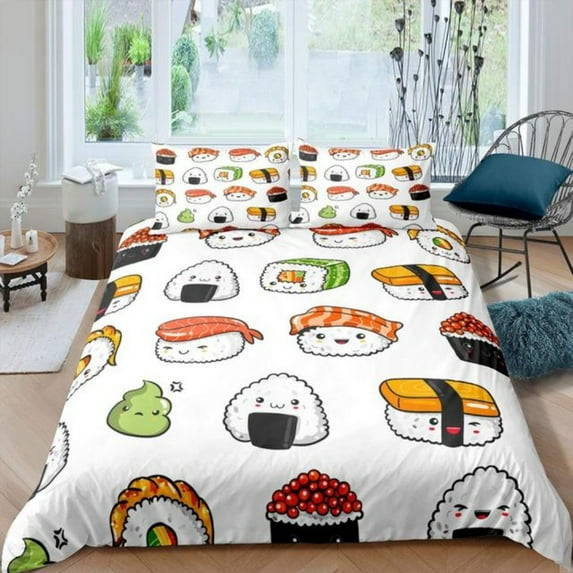 Cartoon Sushi Bedding Set Kawaii Japanese Food Bed Linen with ...