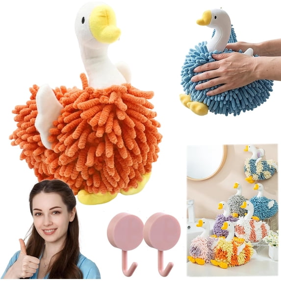 Cartoon Swan Fuzzy Ball Hand Towels, Cute Duck Hand Towels for Bathroom ...