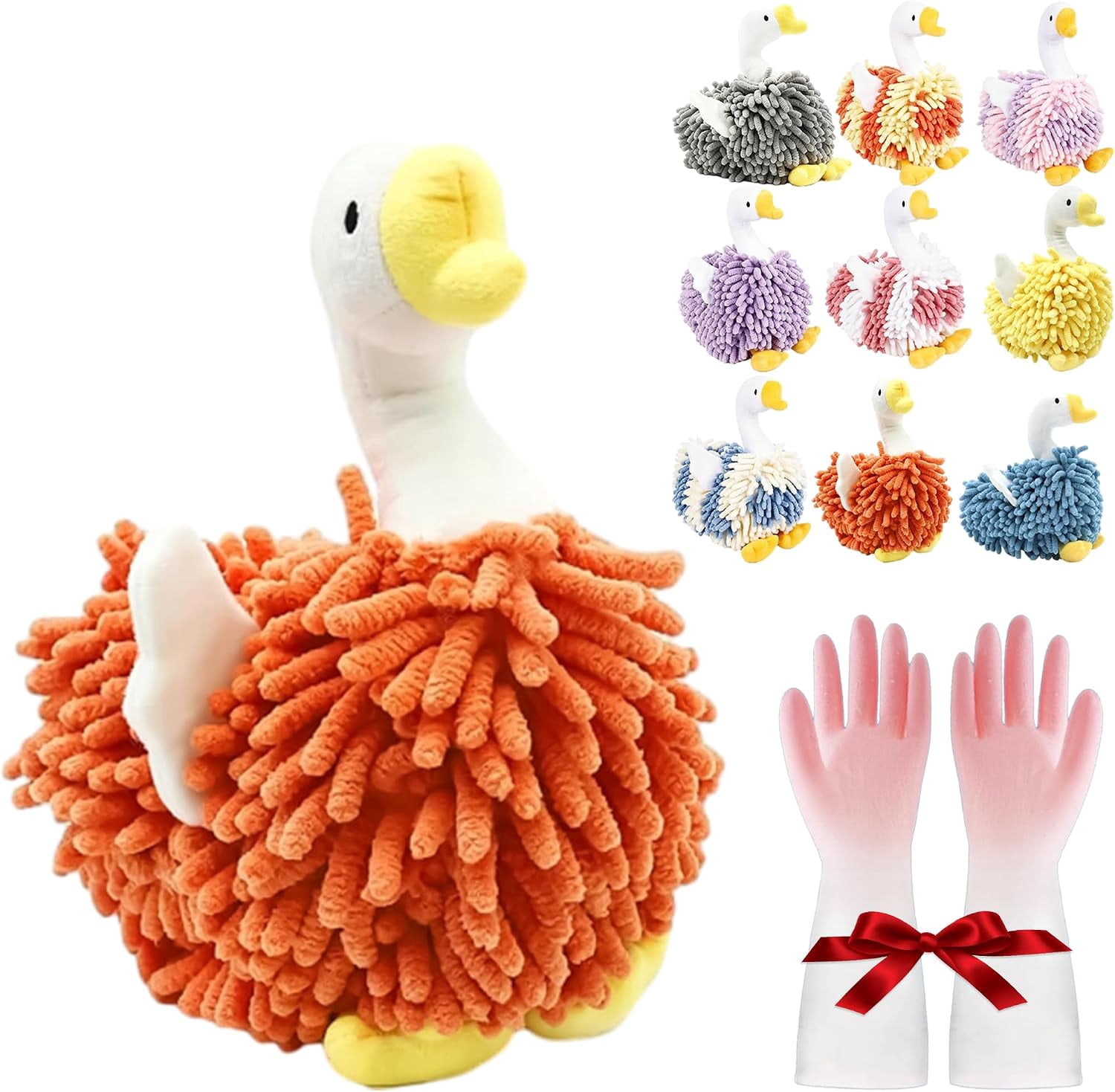 Cartoon Swan Fuzzy Ball Hand Towels, Cute Duck Shaped Chenille Hand ...
