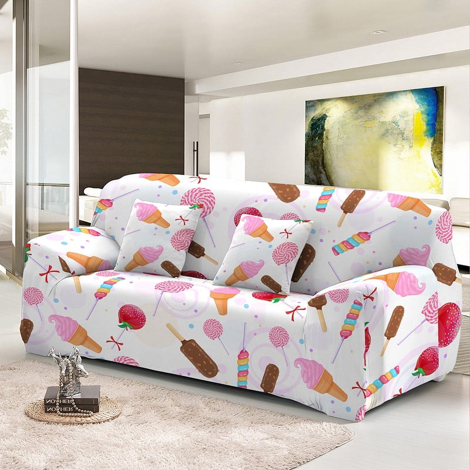 Cartoon Sweet Candy Sofa Cover Elastic Washable L Shape Slipcover For ...