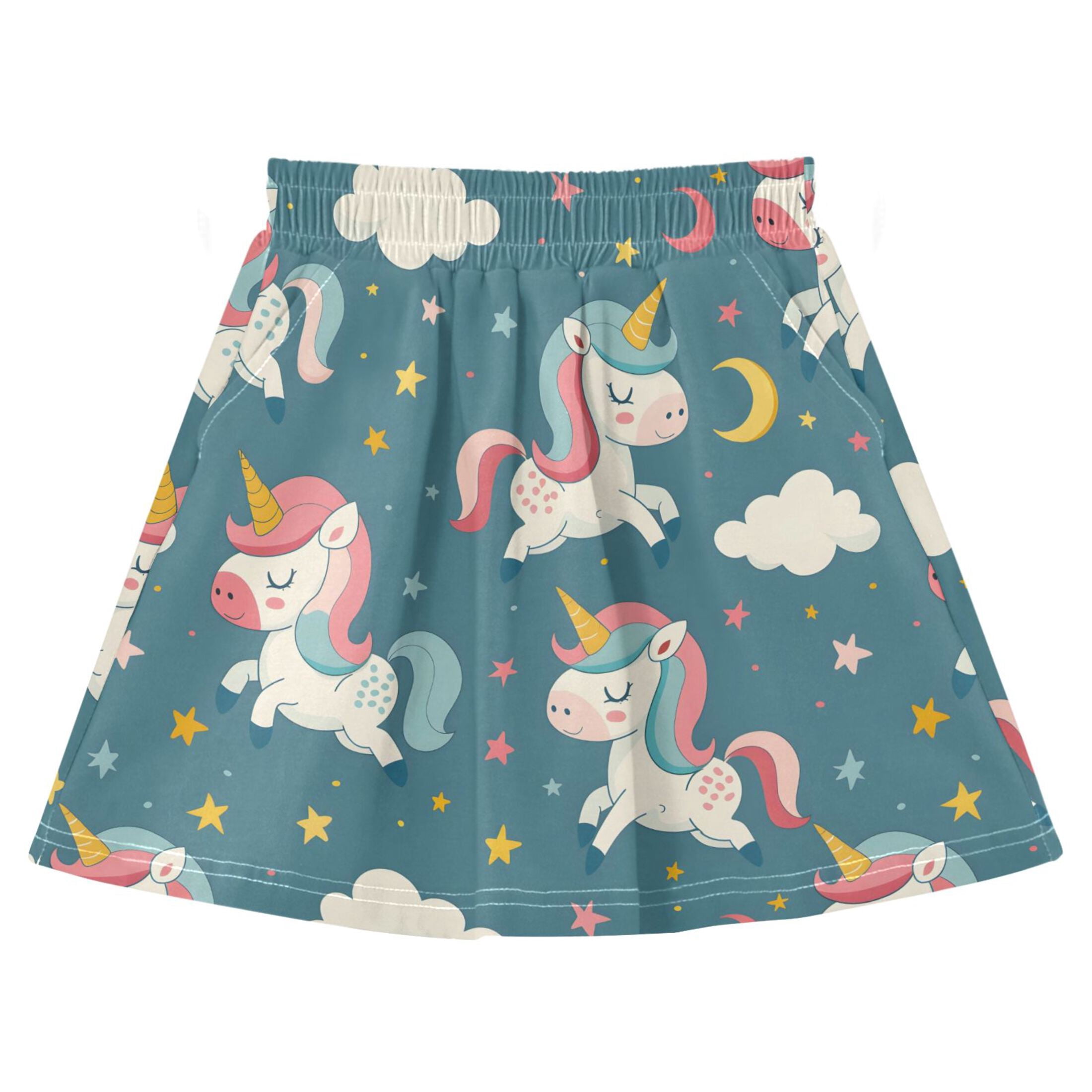 Cartoon Sweet Unicorn Seamless Athletic Skirt with Pockets and Built-in ...