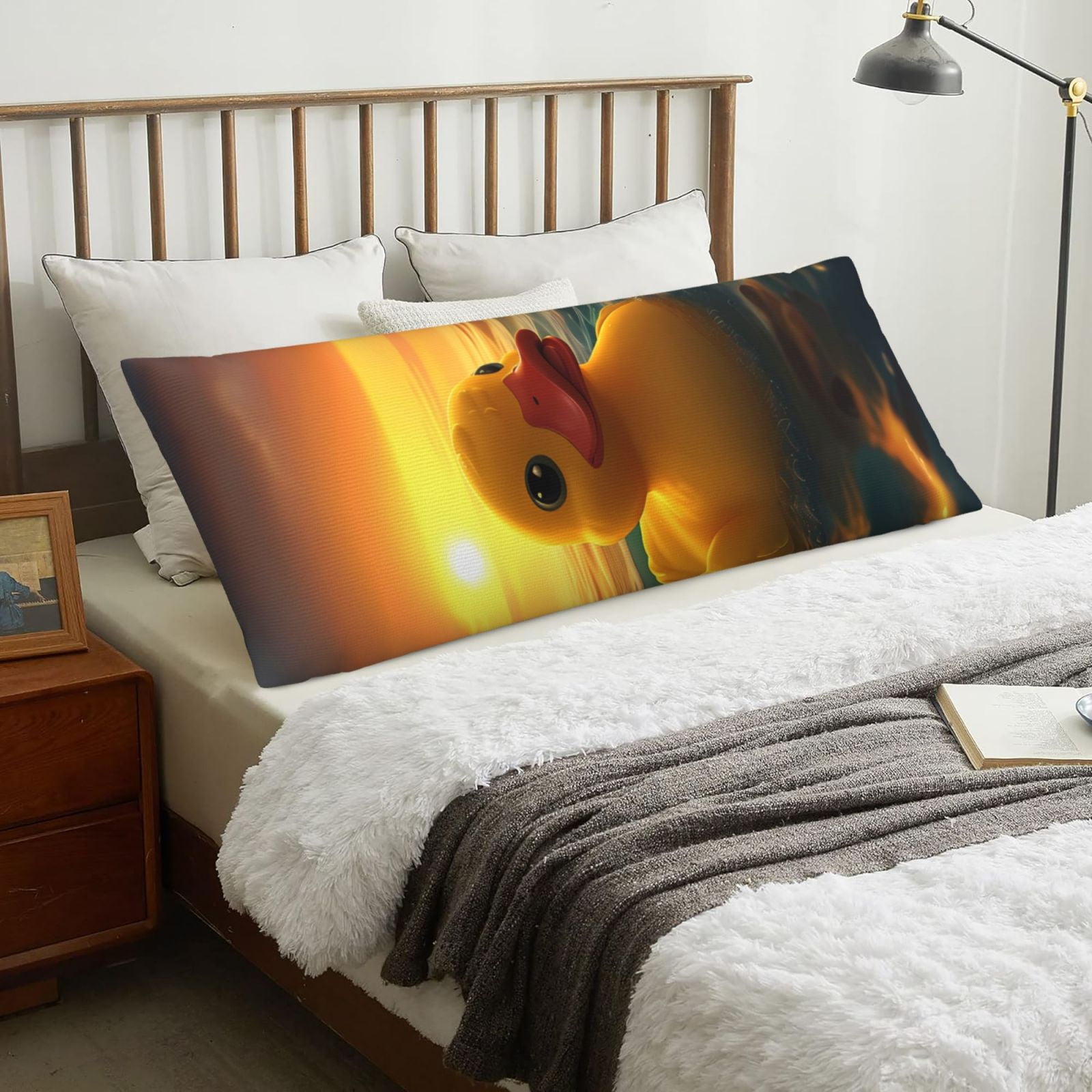 Cartoon Swimming Yellow Duck Body Pillow Cover, Body Pillow PillowCase ...