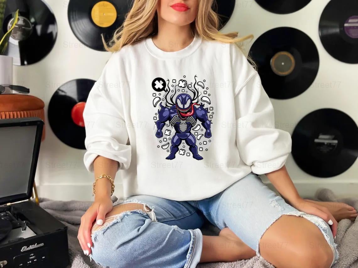 Cartoon Symbiote Sweatshirt with Fun and Chaotic Energy, for men ...