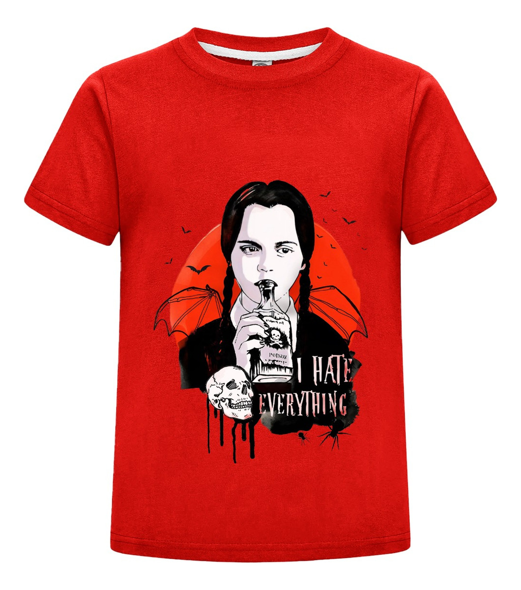 Cartoon T-Shirt – Girls Wednesday Addams Summer Tee – Kids Casual ...