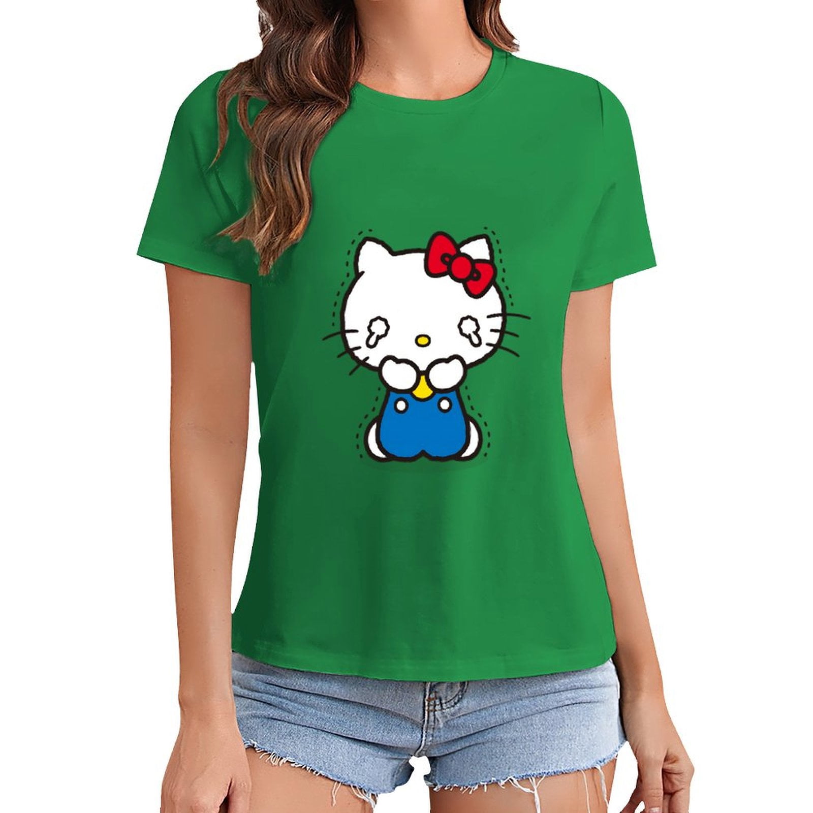 Cartoon T-Shirt Hello Kitty Shirt Cute Meme Girl‘s Gift Tee Shirt for ...