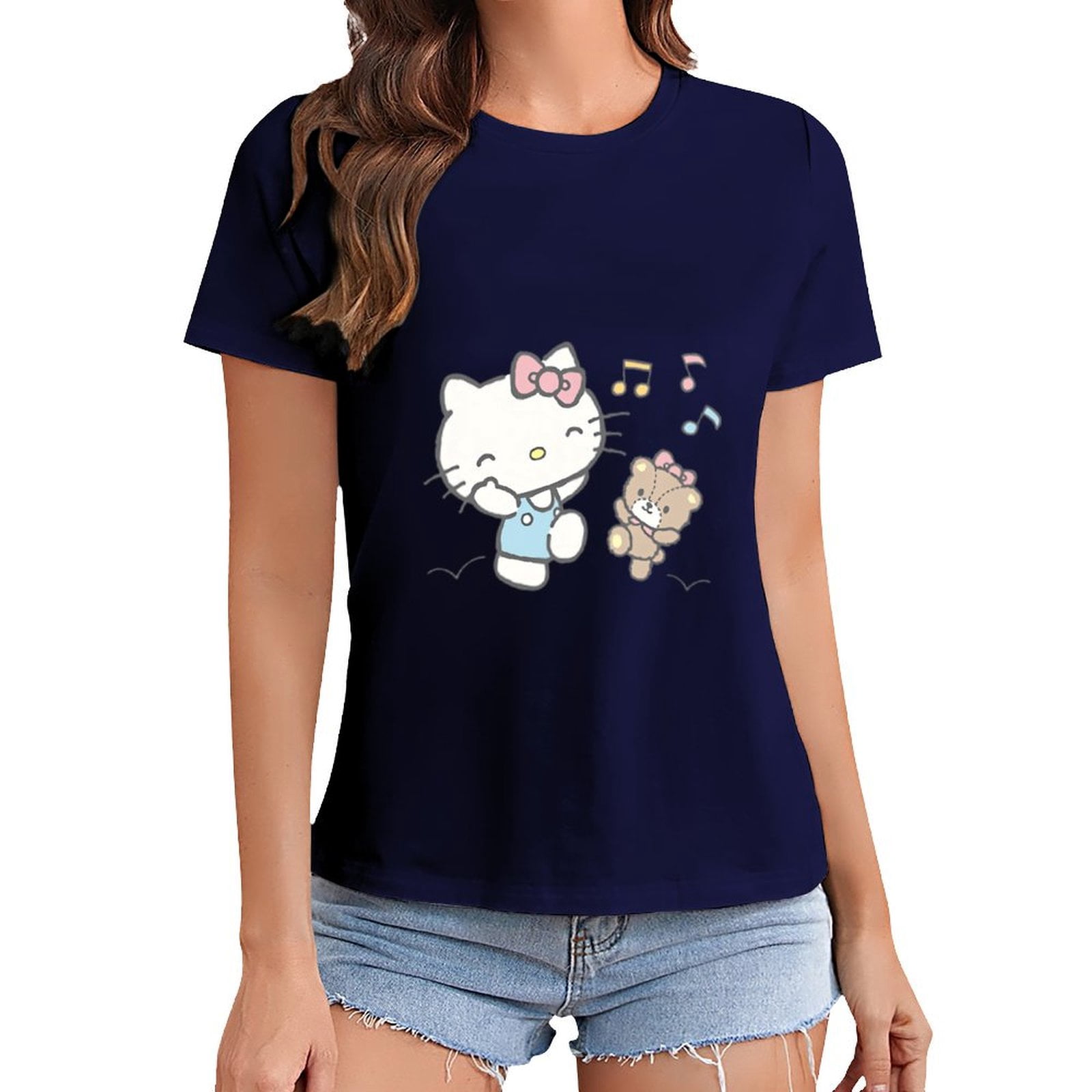 Cartoon T-Shirt Hello Kitty Shirt Cute Meme Girl‘s Gift Tee Shirt for ...