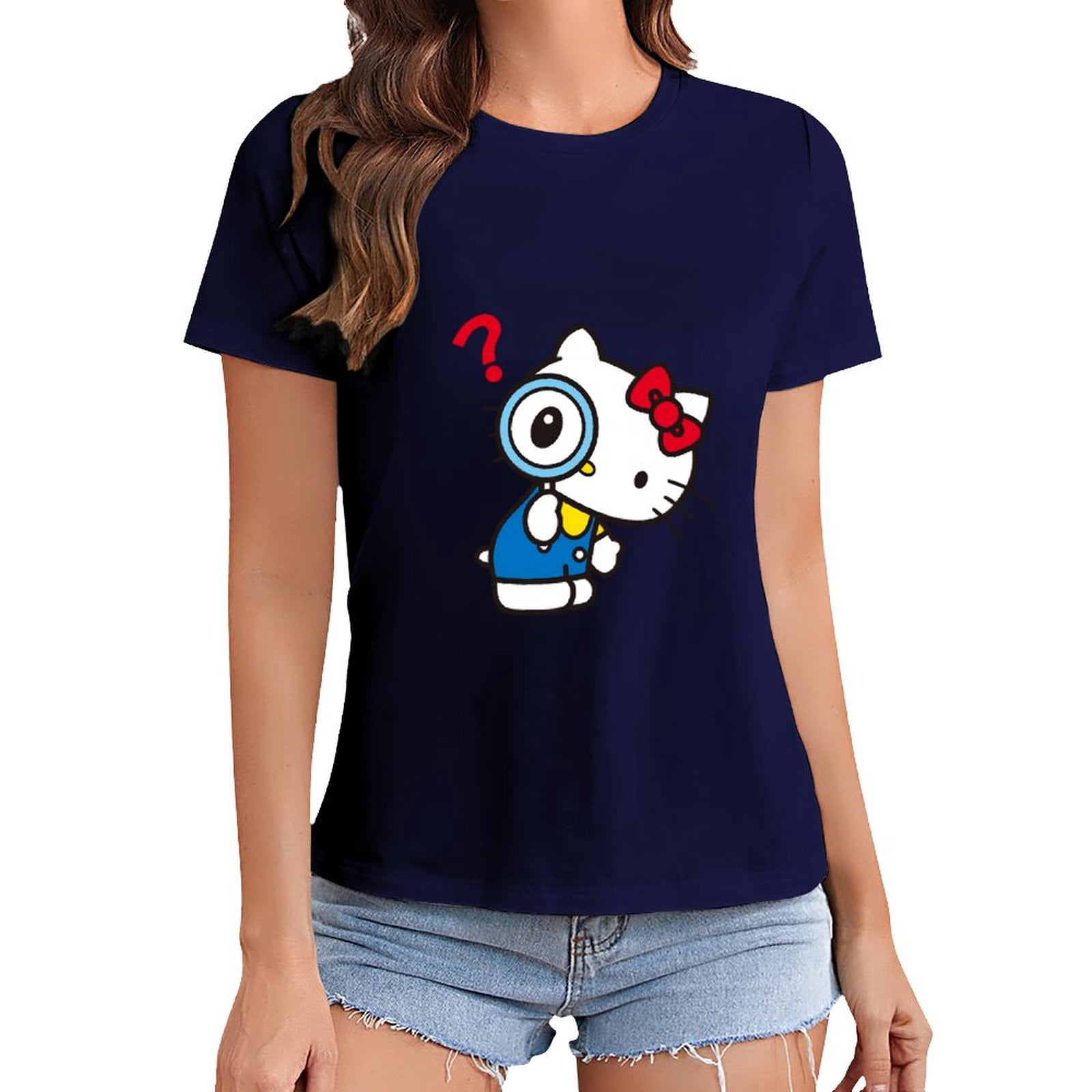 Cartoon T-Shirt Hello Kitty Shirt Cute Meme Girl‘s Gift Tee Shirt for ...