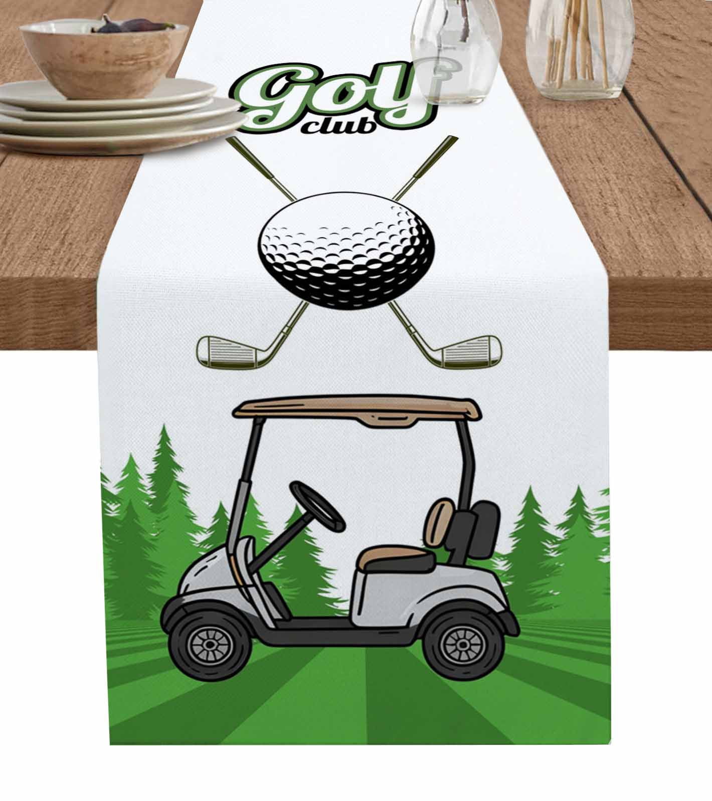 Cartoon Table Runner 70 Inches, Funny Car Ball Green Nature Forest ...