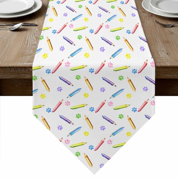 Cartoon Table Runner Linen Burlap Table Runner 70 Inches Long Cute ...