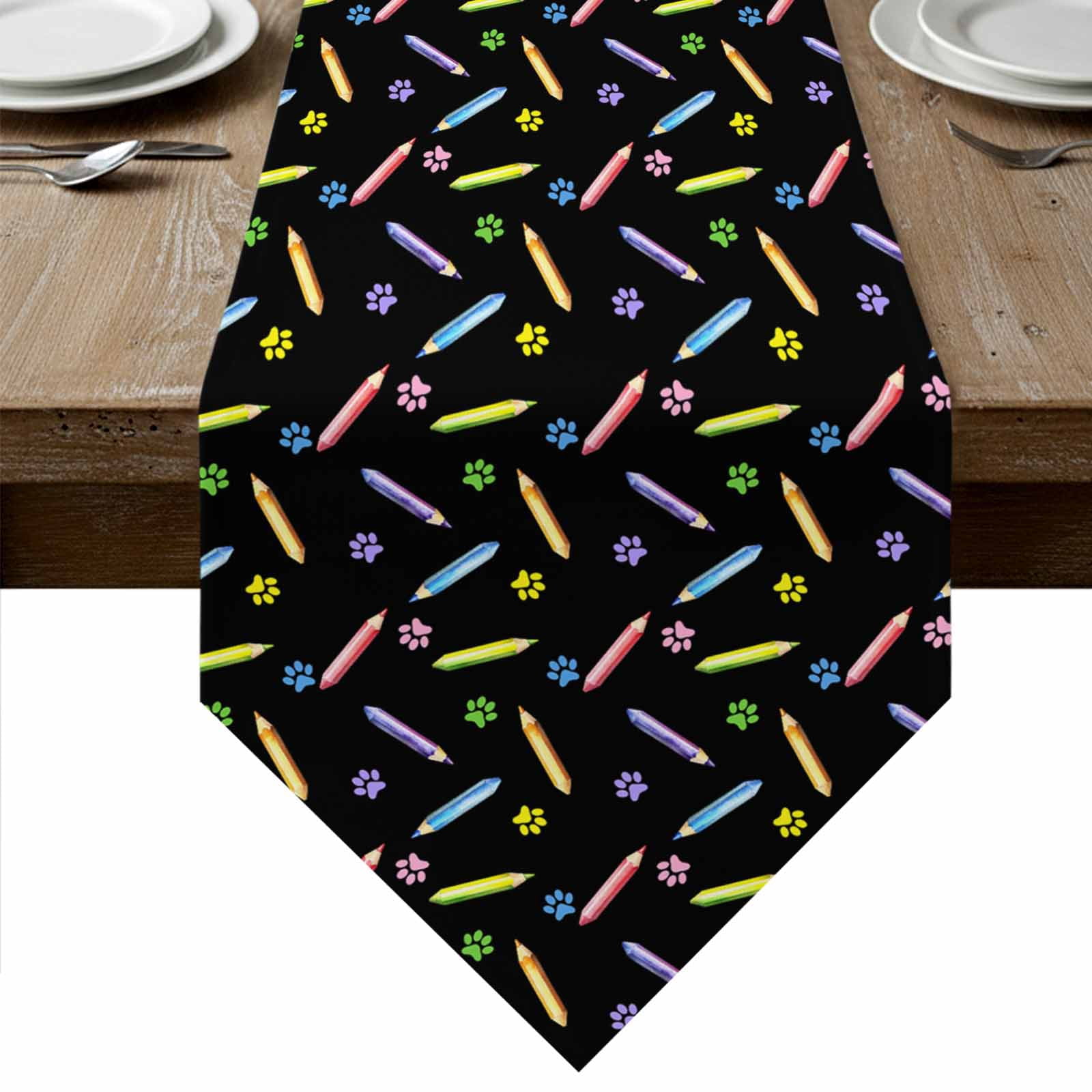 Cartoon Table Runner Linen Burlap Table Runner 70 Inches Long Cute ...