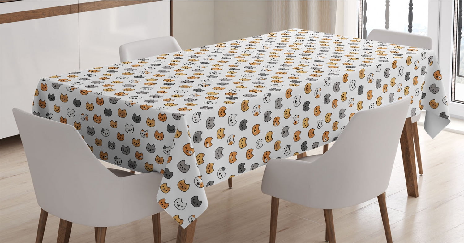 Cartoon Tablecloth, Happy Funny Kittens in Various Colors Smiling ...