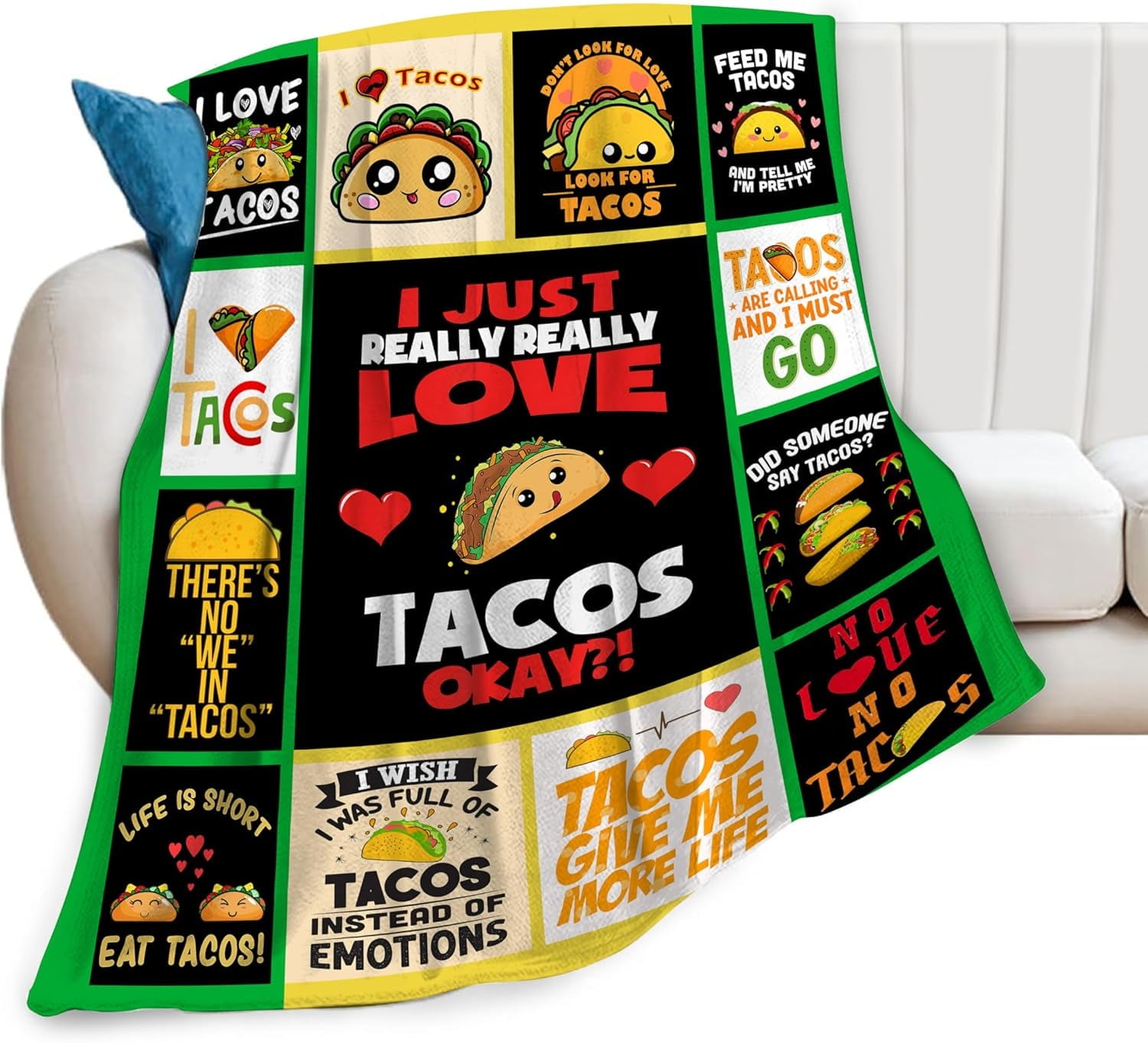 Cartoon Taco Blanket Just Girl Who Loves Tacos Throw Blanket Plush ...