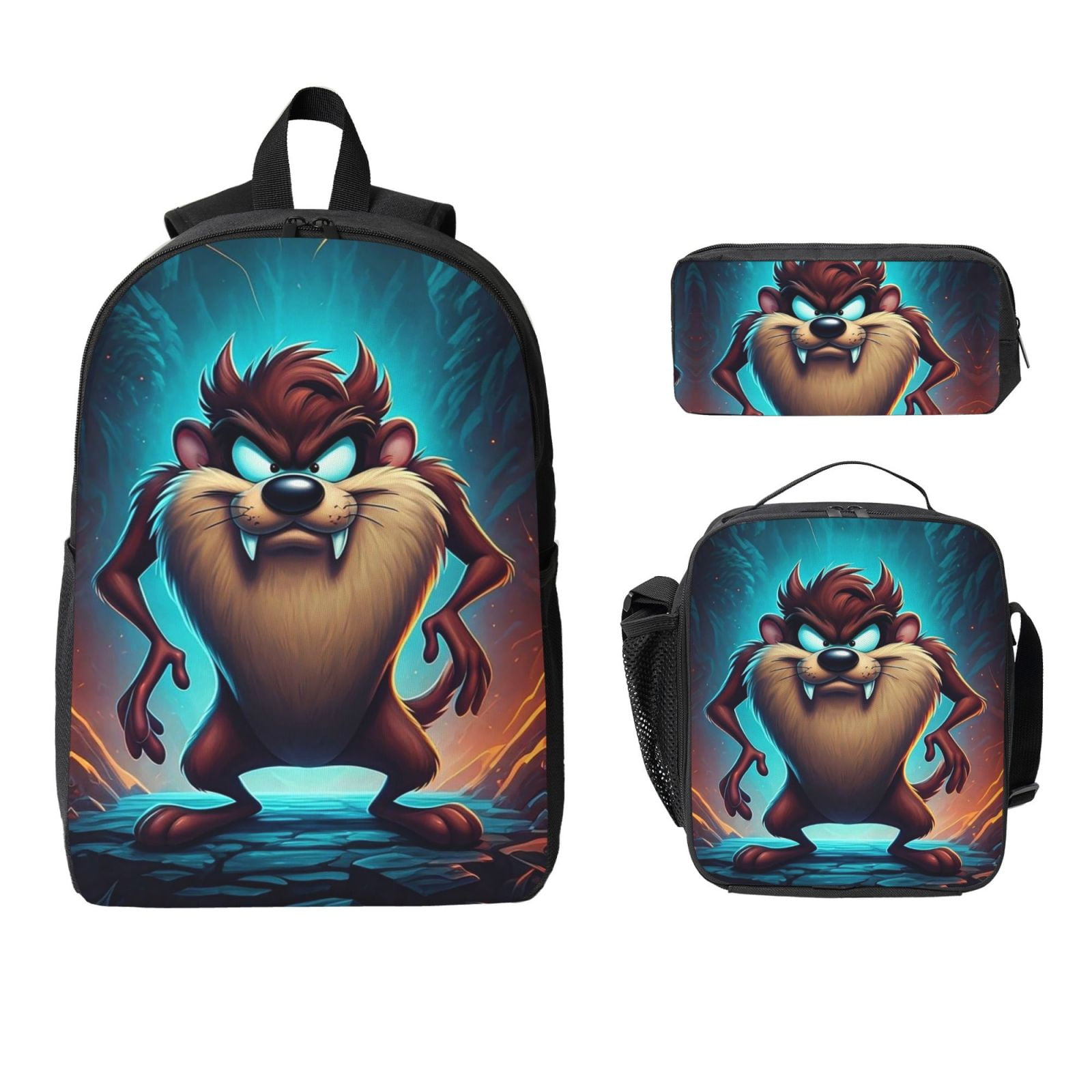Cartoon Tasmanian Devil Taz 3PCS Backpack Multifunctional Casual ...