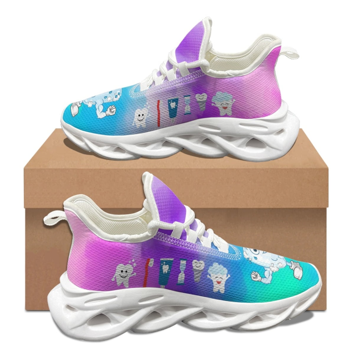 Cartoon Teeth Luxury Designer Non-Slip Sneakers Lightweight Wear ...