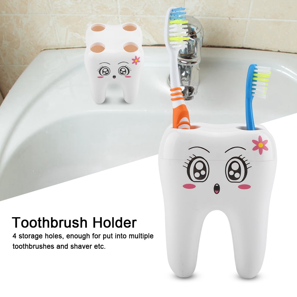 Cartoon Teeth Shape Toothbrush Holder 4 Hole Bathroom Tooth Brush Stand ...