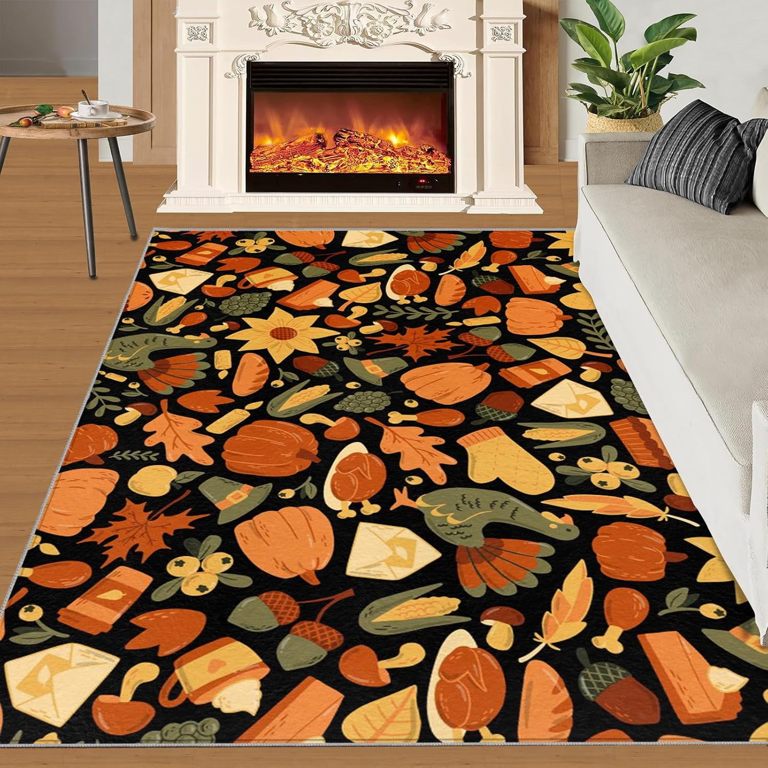 Cartoon Thanksgiving Rug, Festival Celebration Rugs for Bedroom ...