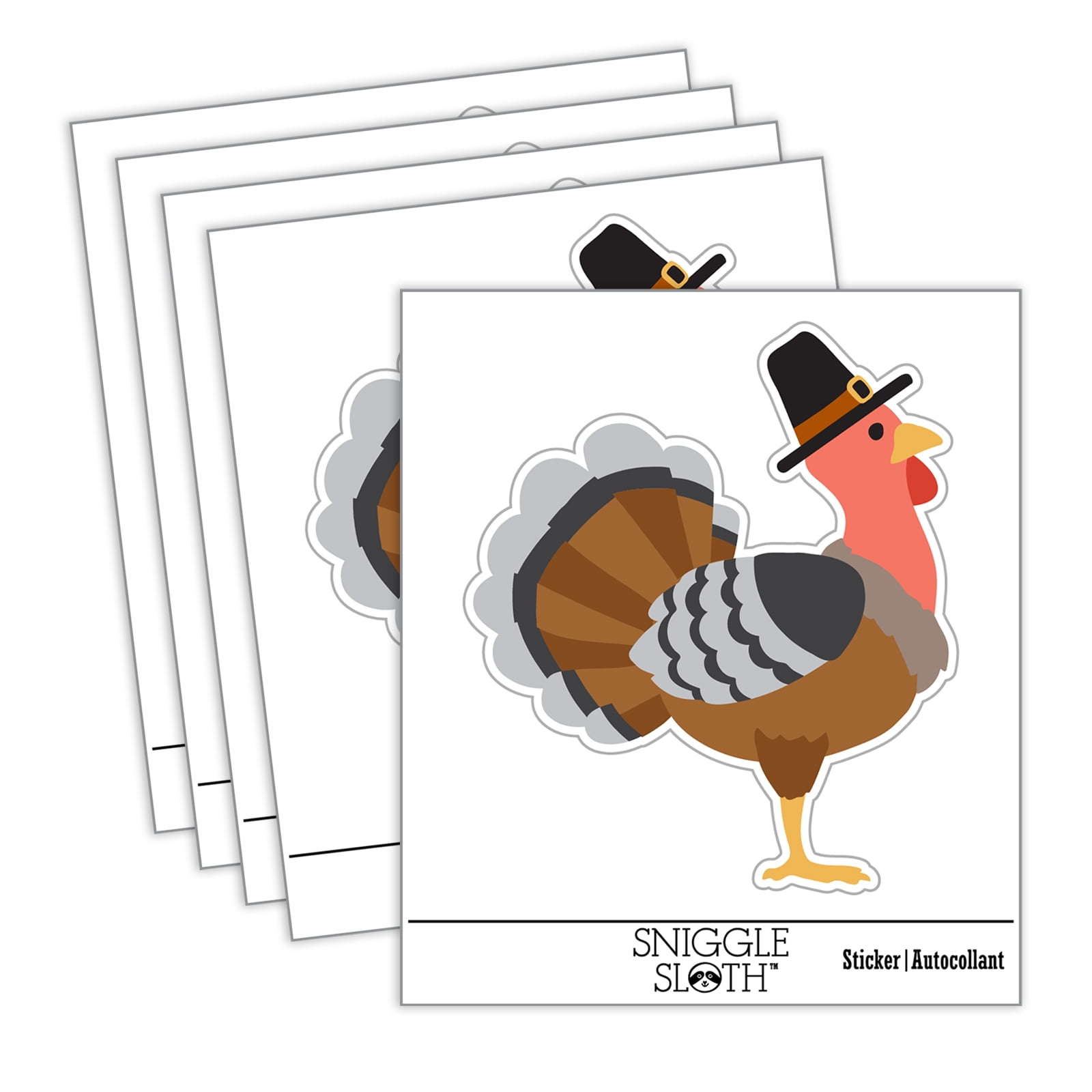 Cartoon Thanksgiving Turkey with Pilgrim Hat Car Window Bumper Water ...
