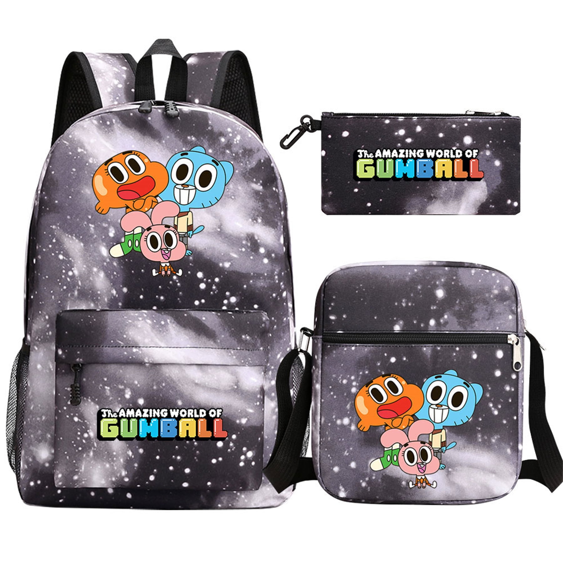 Cartoon The Amazing World of Gumball Backpack Student 3 in 1 Bookbag ...