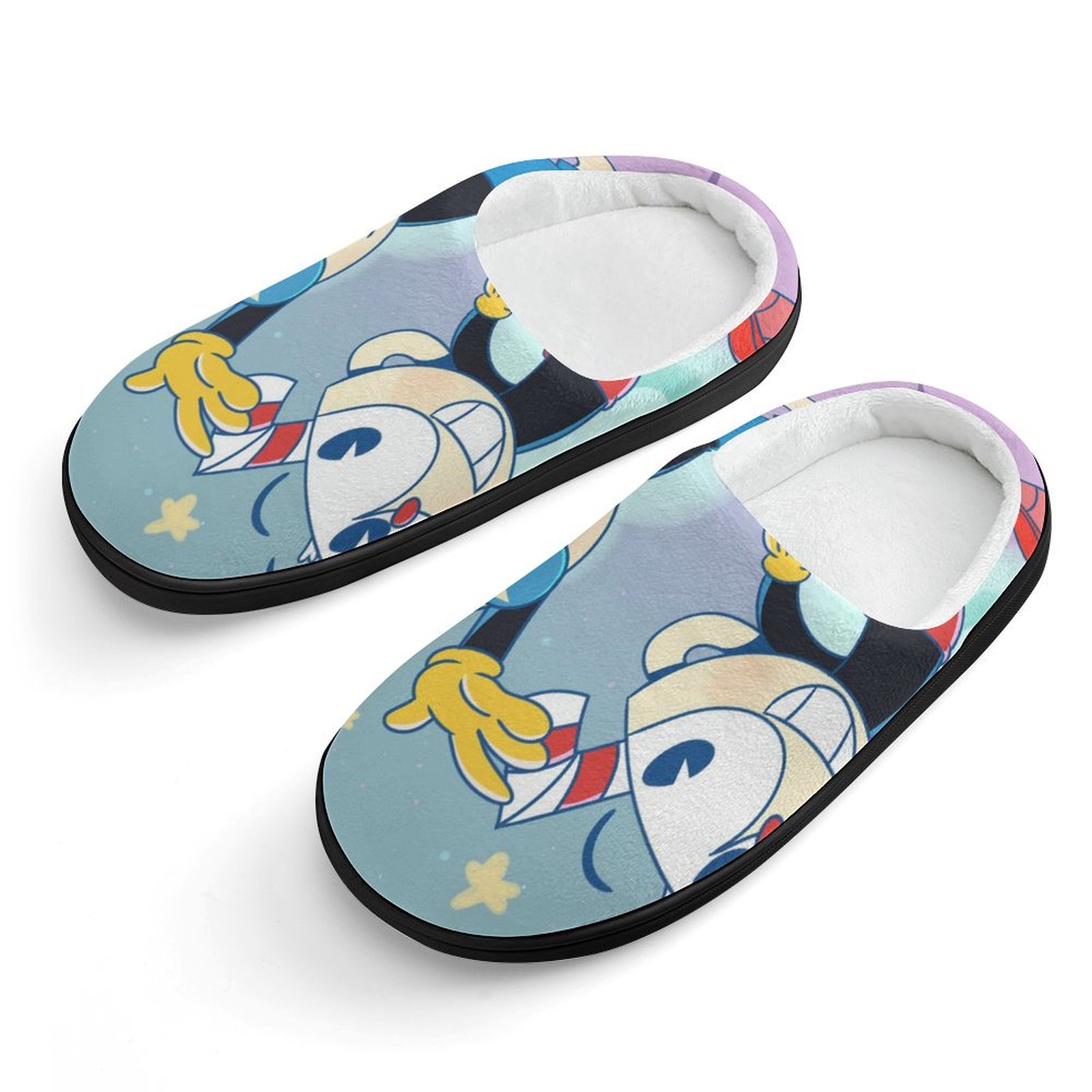 Cartoon The Cuphead Show Kid's Cotton Slippers Winter Warm Soft Plush ...