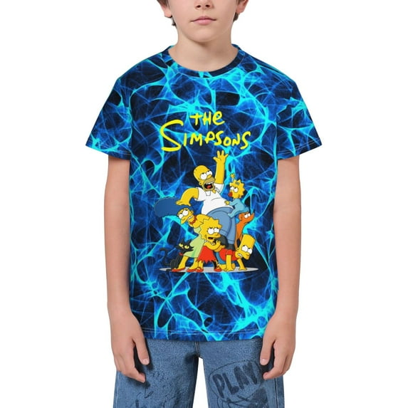 Cartoon The Sim-Psons T-Shirt Bo Y Polyester Round Neck Short Sleeve ...
