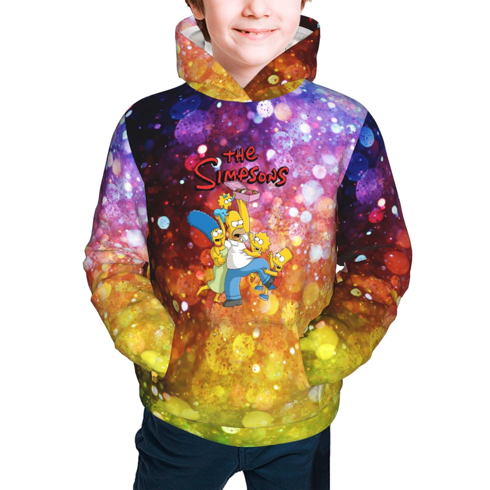 Cartoon The Sim-Psons Unisex Children Hooded Sweater, Colorful Hat Rope ...