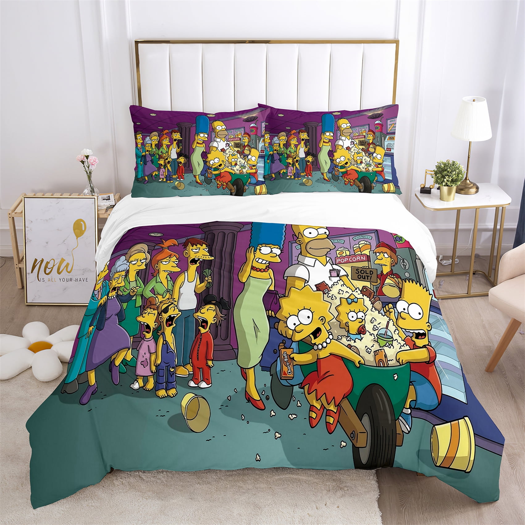 Cartoon The Simp-sons Duvet Cover with 2 Pillow Shams,Luxury Soft ...