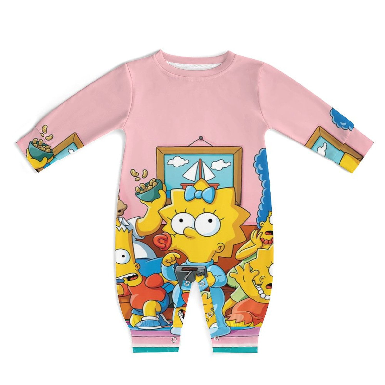 Cartoon The Simpsons Baby Rompers One-Piece Kid's Long Sleeve Jumpsuit ...