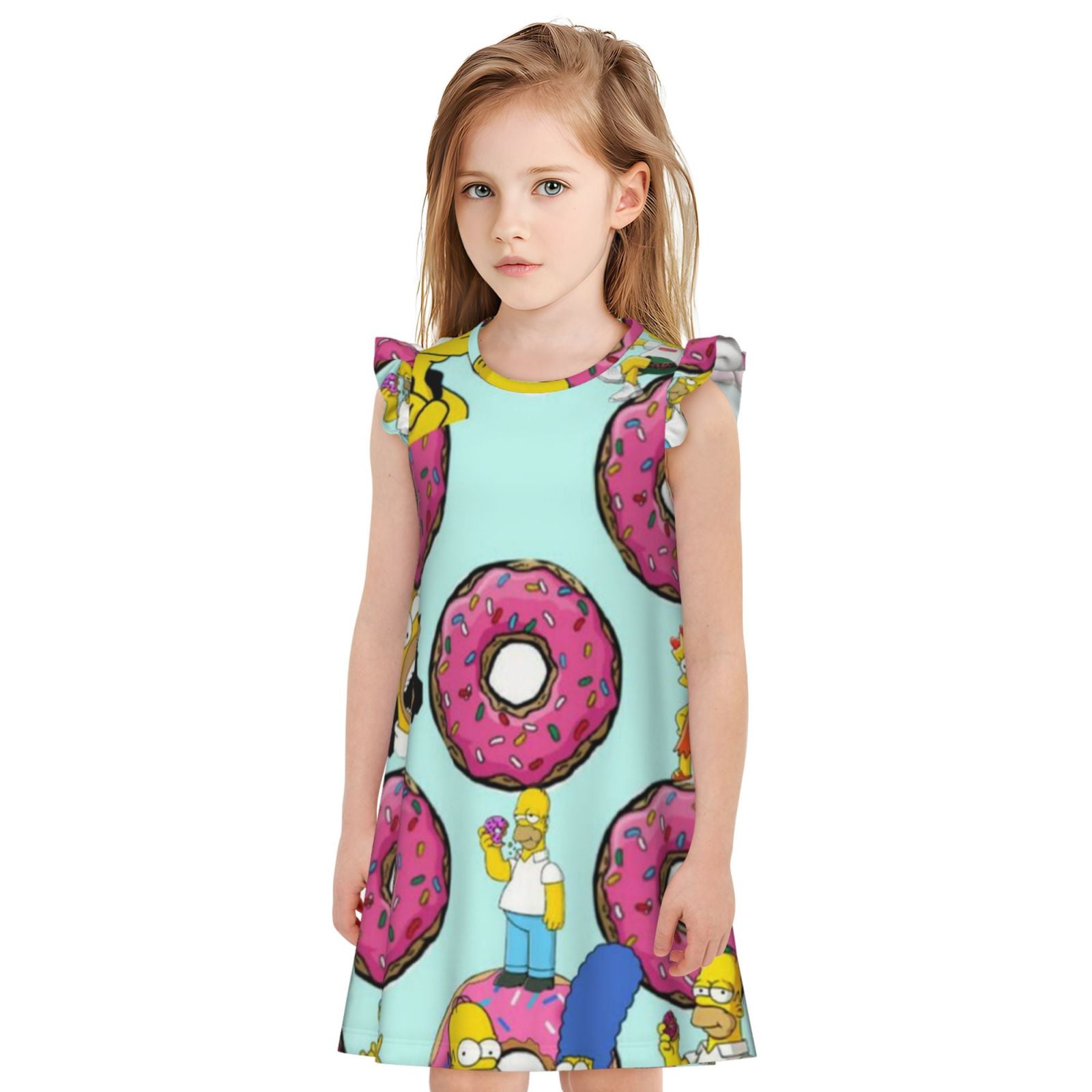 Cartoon The Simpsons Girl's Nightgowns Pajamas Dress Soft Children ...