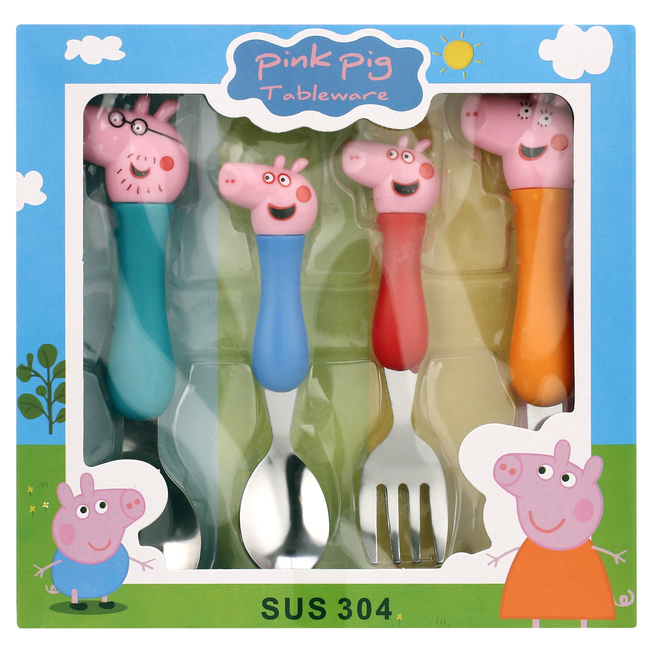 Cartoon Theme Stainless Steel Spoon & Fork Set for Kids - Baby Feeding ...